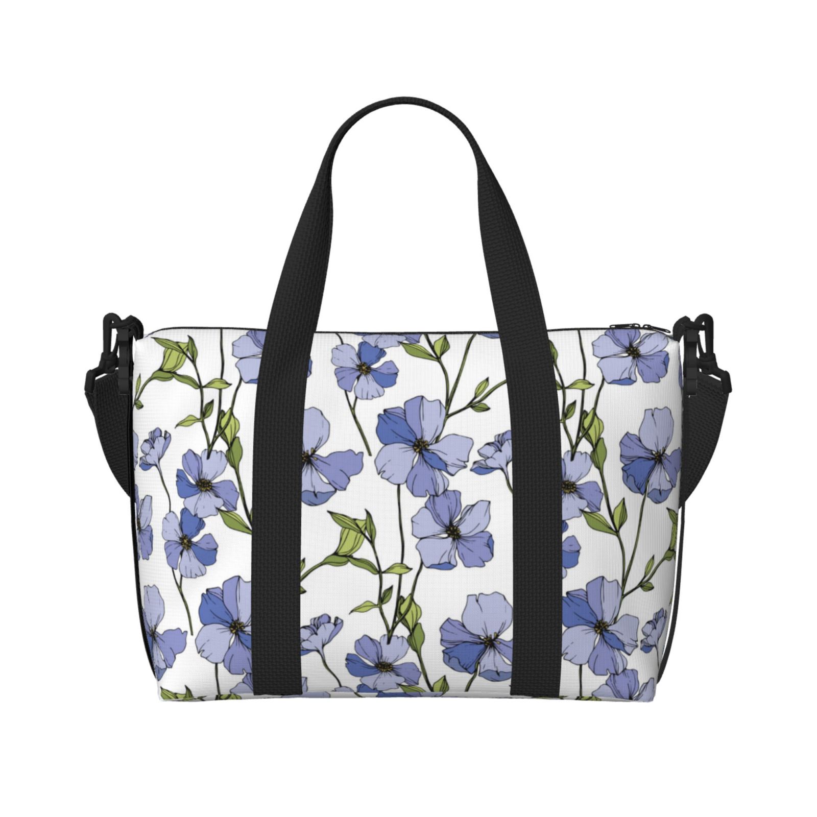 Travel Duffle Bag Blue flax flowers Travel Tote Bags Carry on Luggage Waterproof Weekender Bags ...
