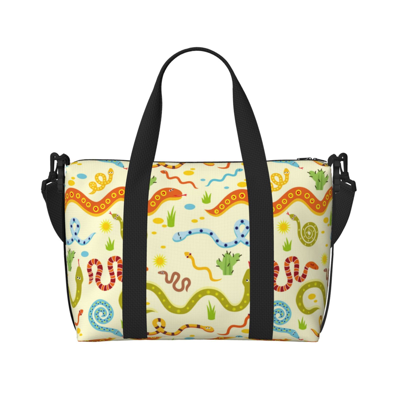 Travel Duffle Bag Bohemian Cute Cartoon Snake Cactus Travel Tote Bags ...