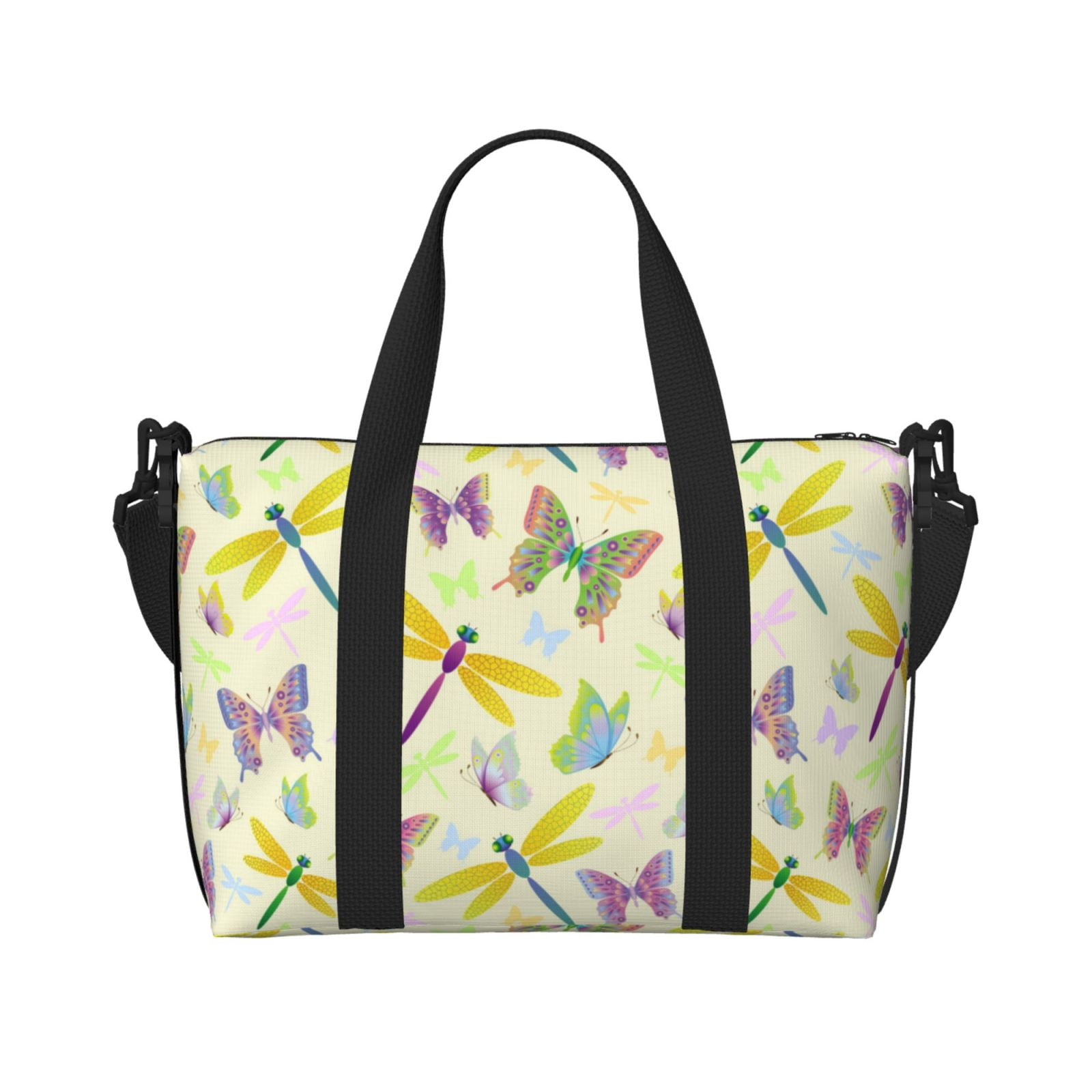 Travel Duffle Bag Brightly Colored Dragonfly Butterfly Travel Tote Bags ...