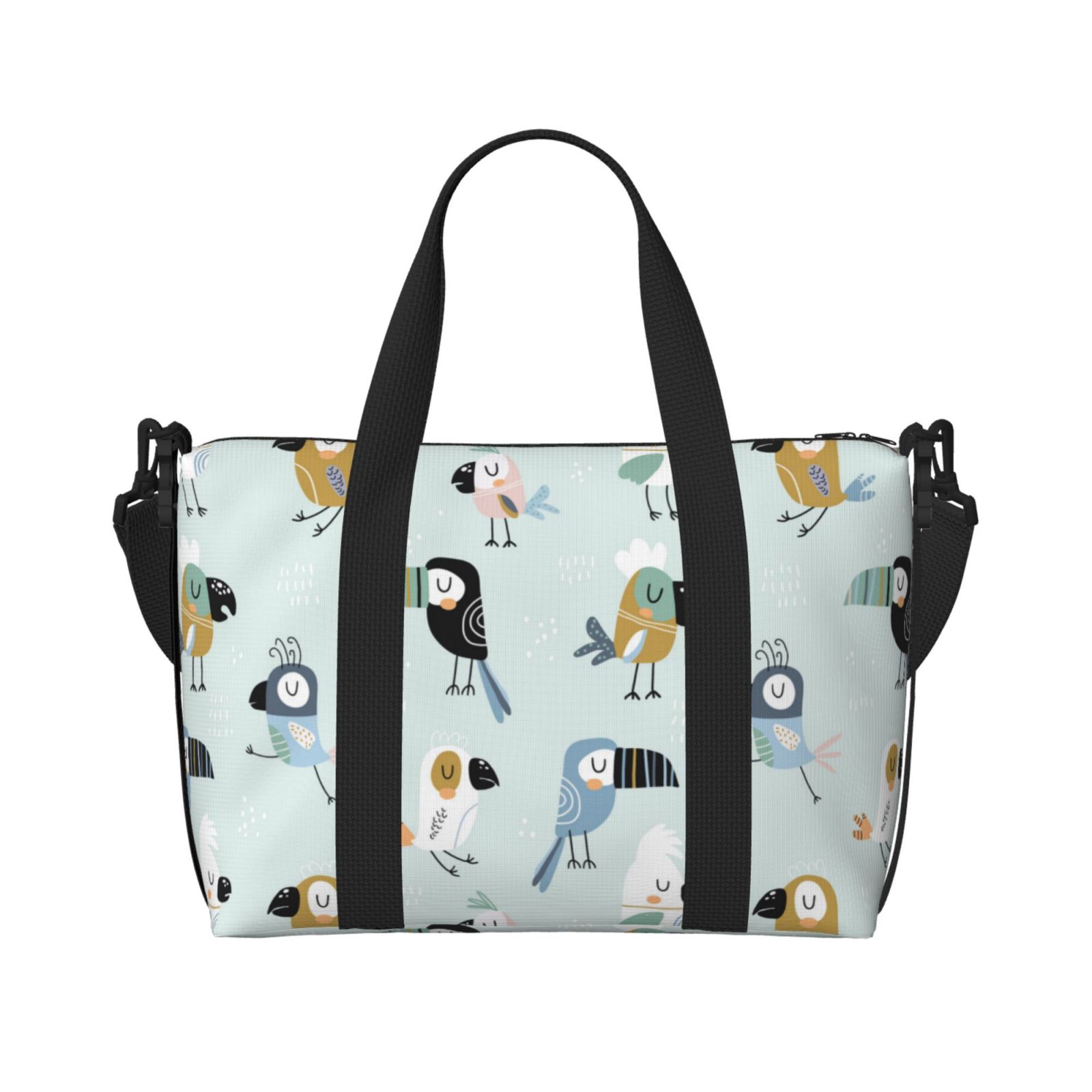 Travel Duffle Bag - Cartoon Abstract Cute Parrot Green Weekender Bags ...