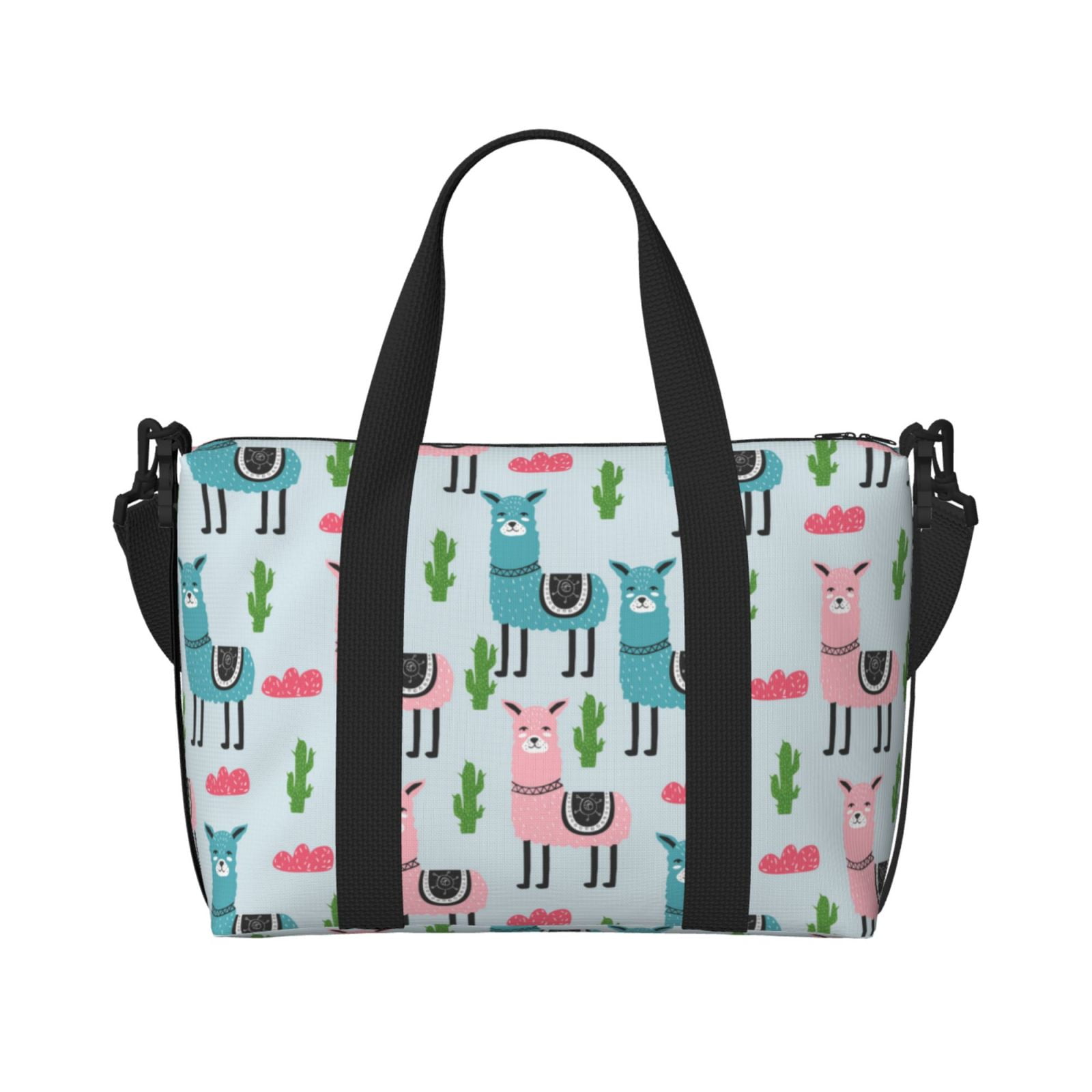 Travel Duffle Bag Cartoon Cute Alpaca Cactus Travel Tote Bags Carry on ...