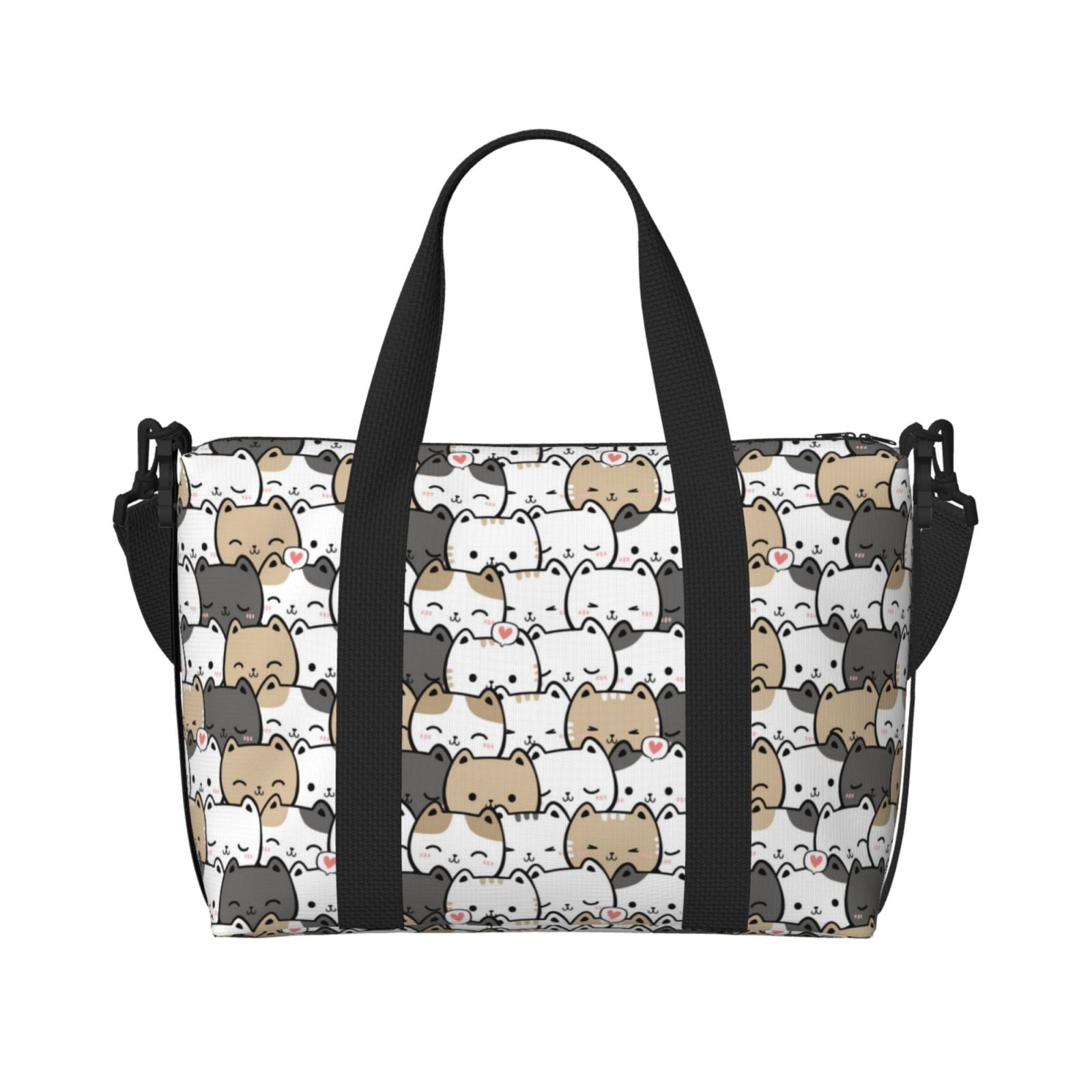 Travel Duffle Bag - Cartoon Cute Cat Face Weekender Bags for Women/Men ...