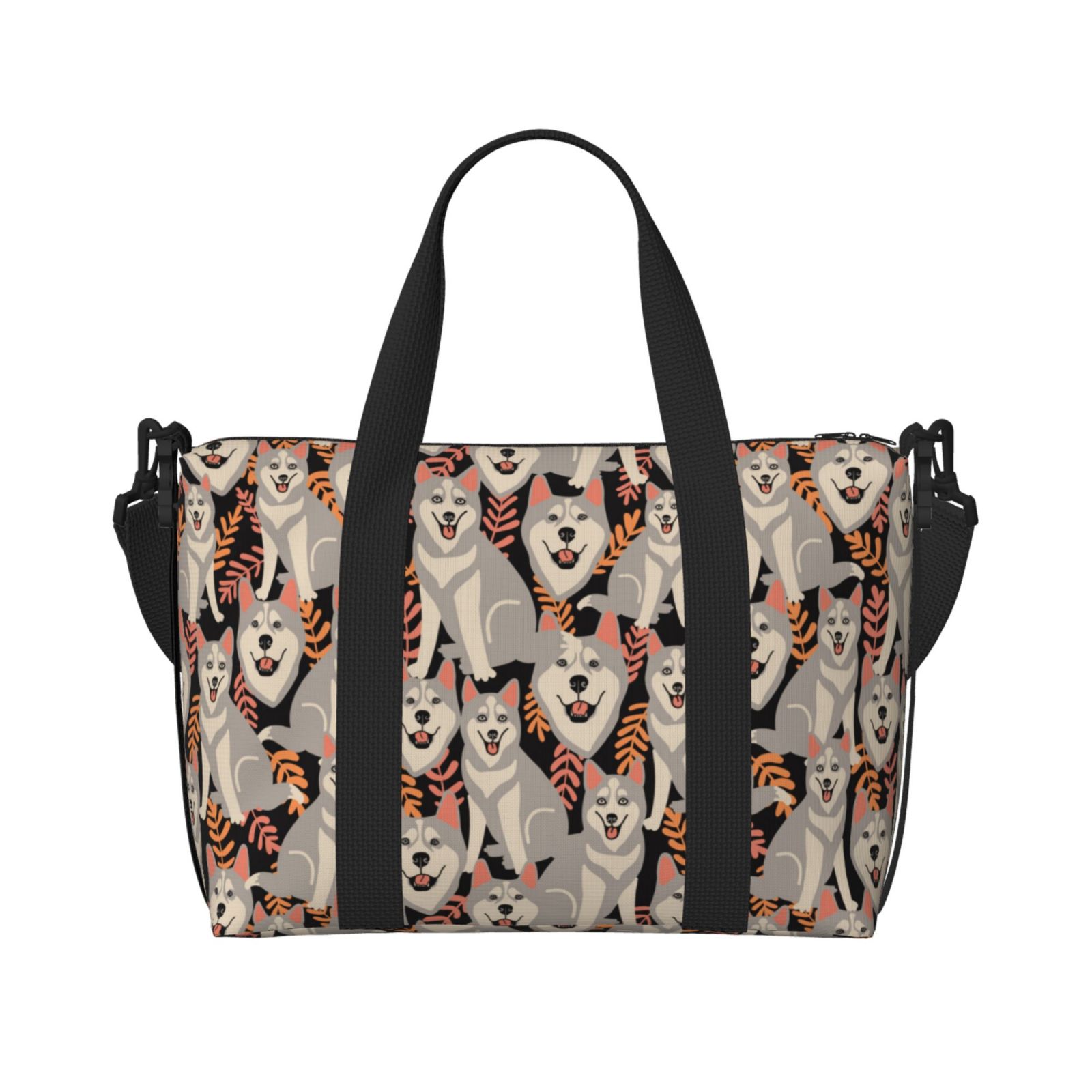 Travel Duffle Bag - Cartoon Cute Husky Leaves Weekender Bags for Women ...