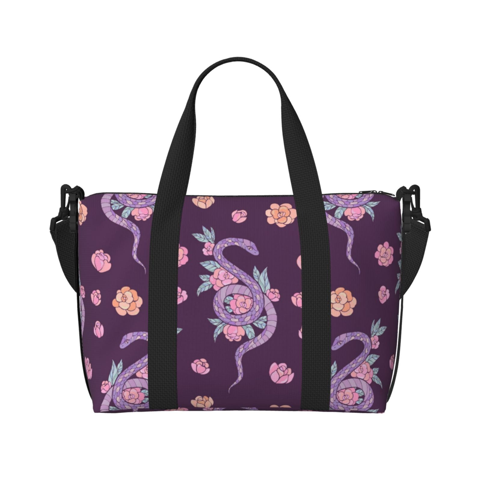 Travel Duffle Bag Cartoon Cute Snake Flower Travel Tote Bags Carry on ...