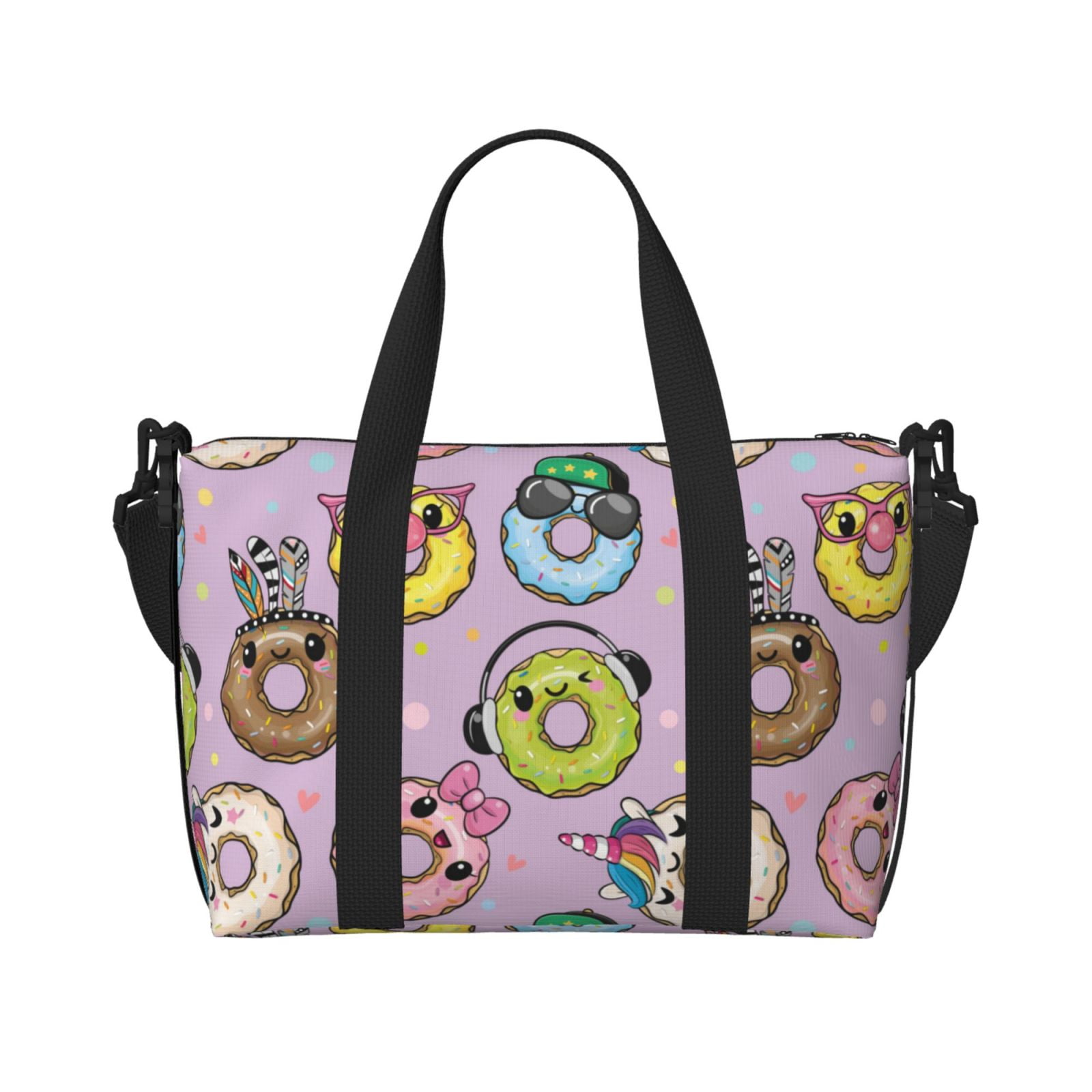 Travel Duffle Bag Cartoon Donut Prints Funny Travel Tote Bags Carry on ...