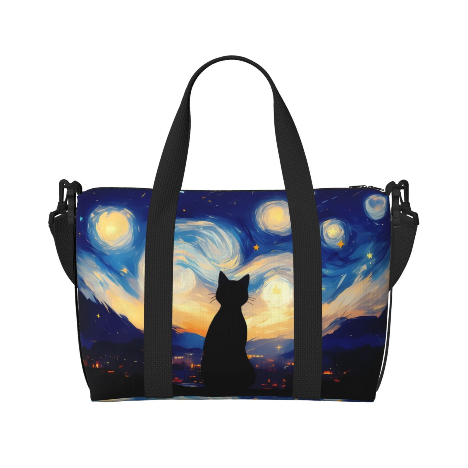 Travel Duffle Bag - Cat Under Starry Skies Weekender Bags for Women/Men ...