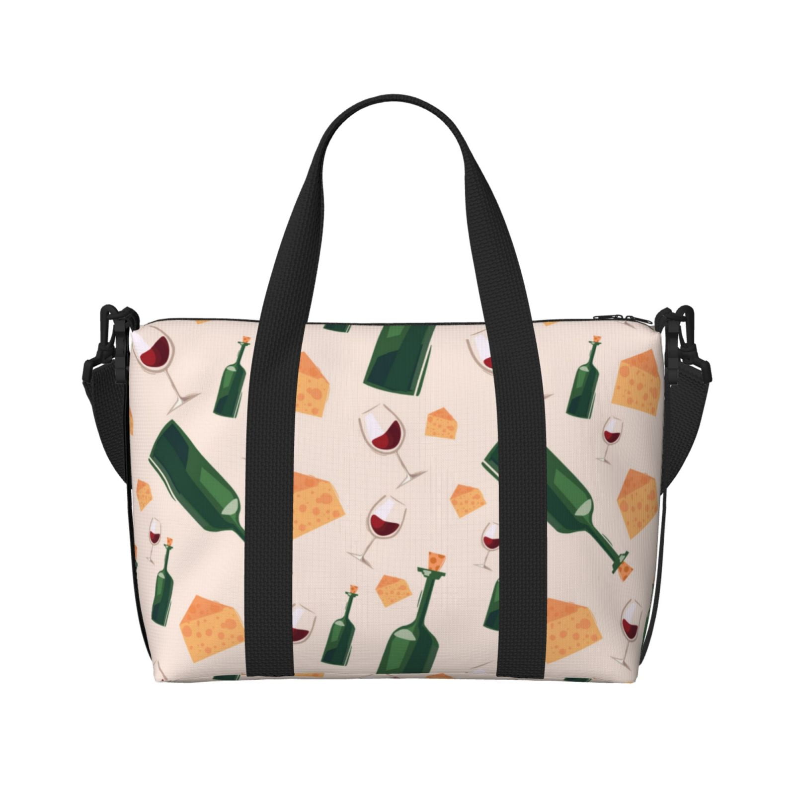Travel Duffle Bag Cheese Wine Bottle Print Travel Tote Bags Carry on ...