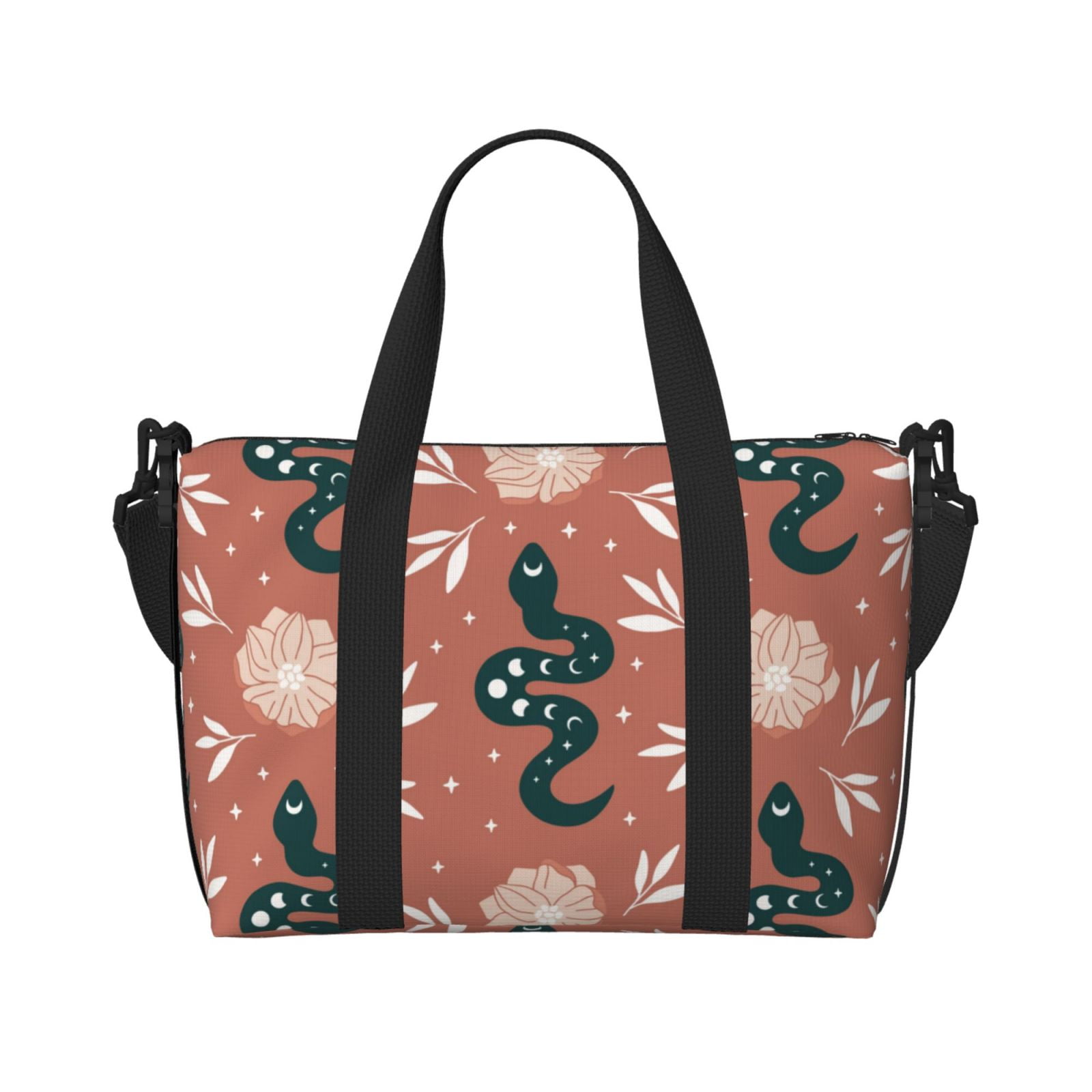 Travel Duffle Bag Classic Cartoon Snake Flower Travel Tote Bags Carry ...