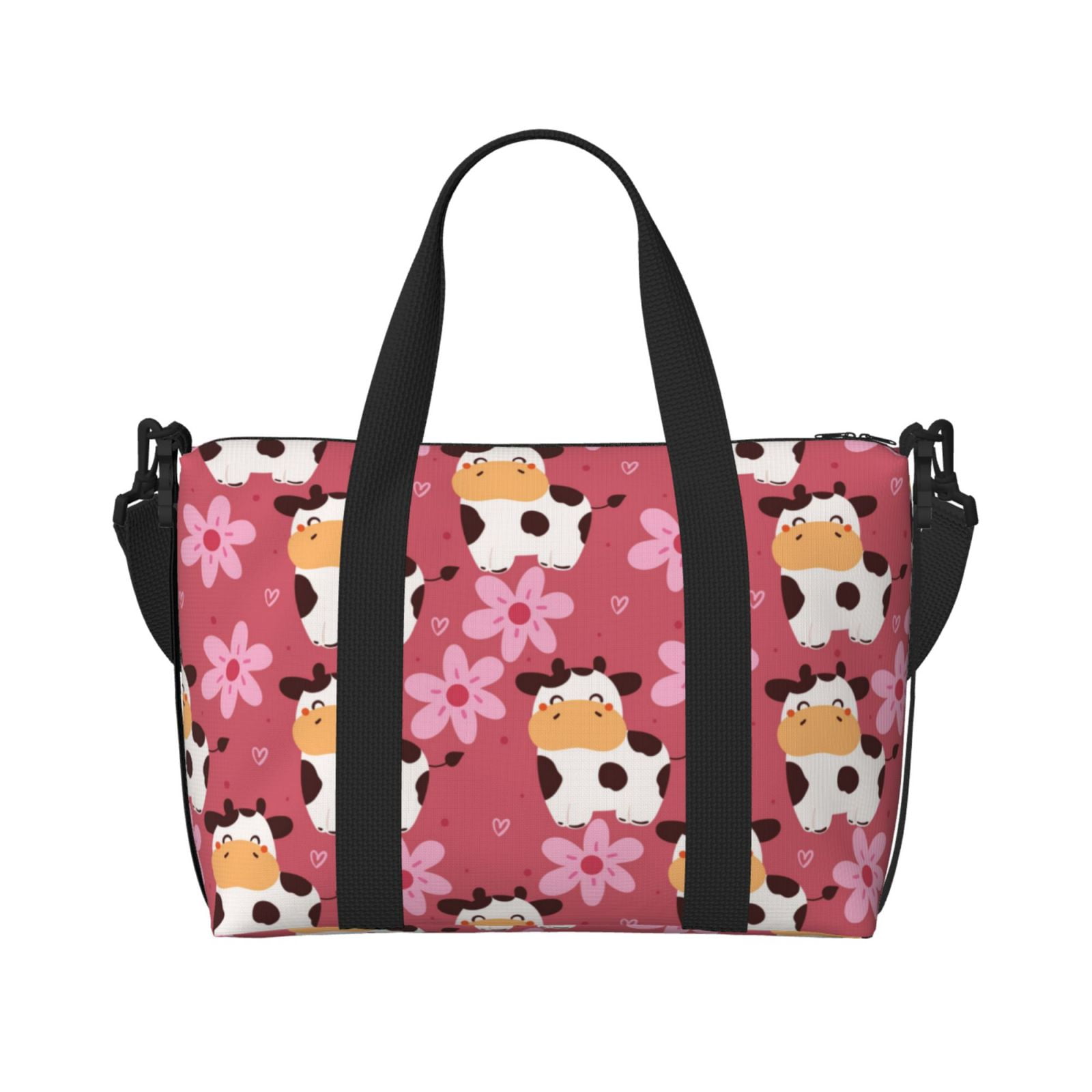 Travel Duffle Bag - Classic Cute Smiling Cow Flower Weekender Bags for ...