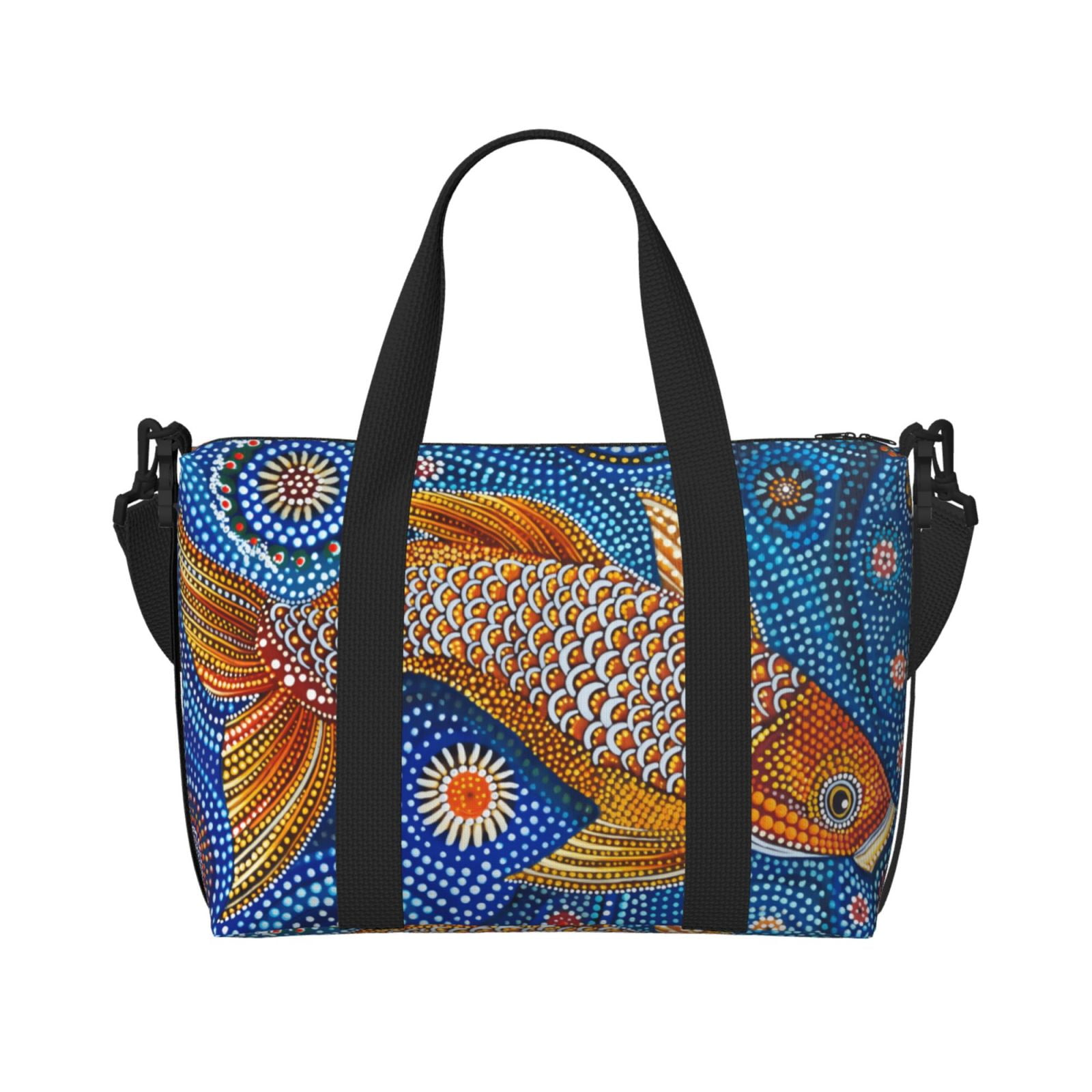 Travel Duffle Bag Colorful Dot Art Fish Travel Tote Bags Carry on ...