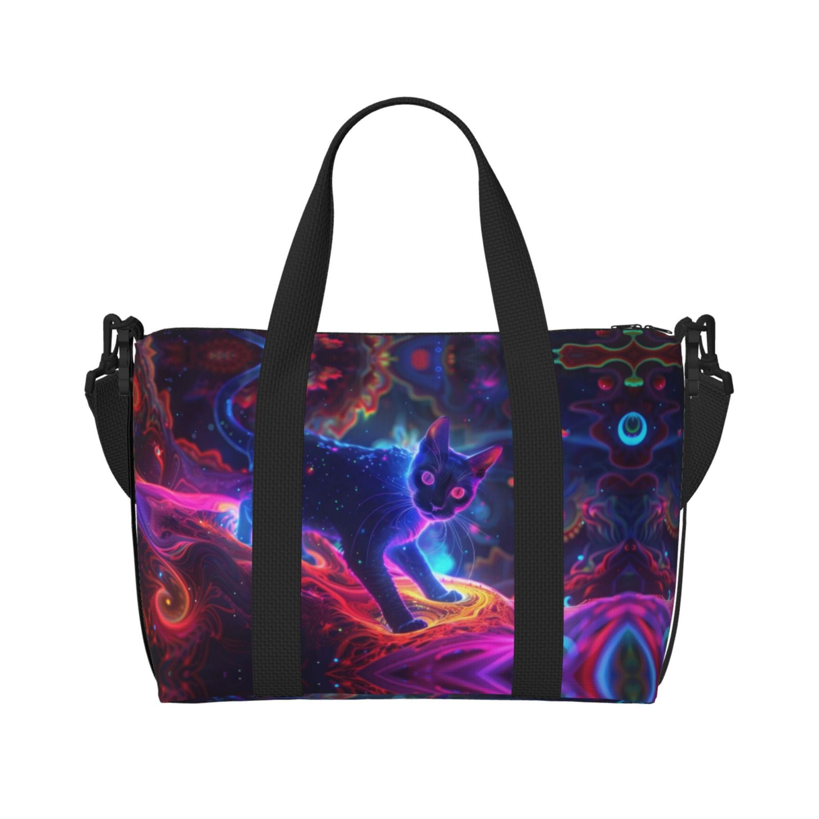 Travel Duffle Bag Cosmic Cat Psychedelic Journey Travel Tote Bags Carry ...
