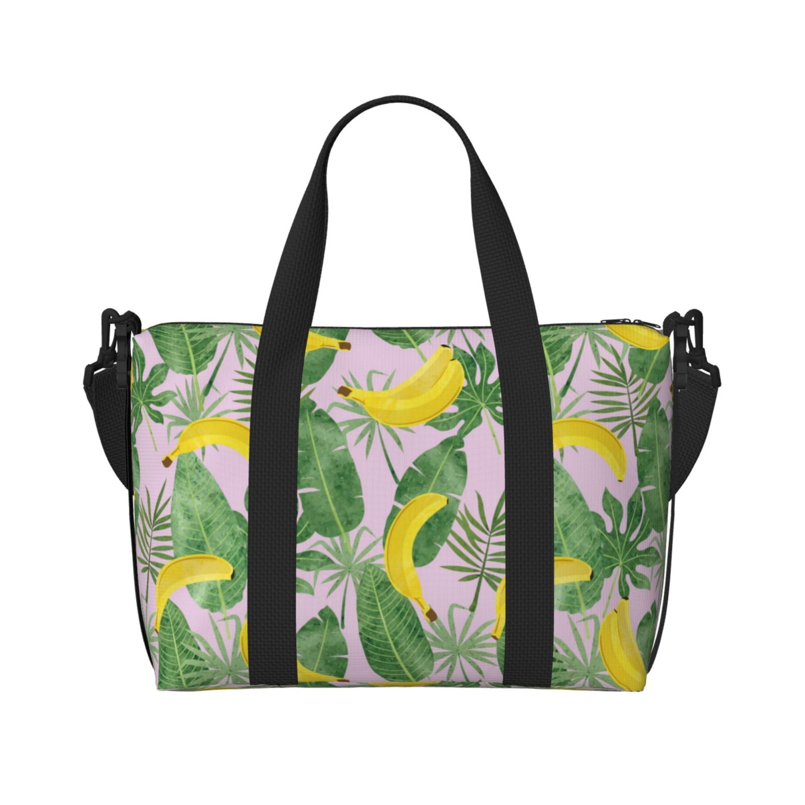 Travel Duffle Bag Cute Banana Green Leaves Purple Travel Tote Bags Carry on Luggage Waterproof ...