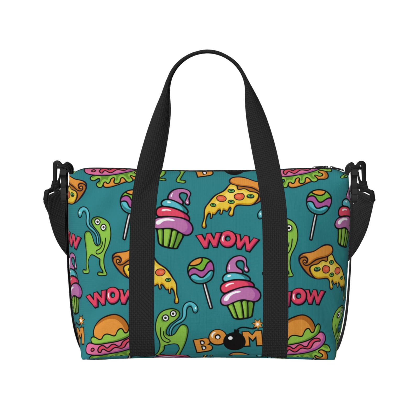 Travel Duffle Bag Cute Food Lollipop Pizza Fries Travel Tote Bags Carry ...