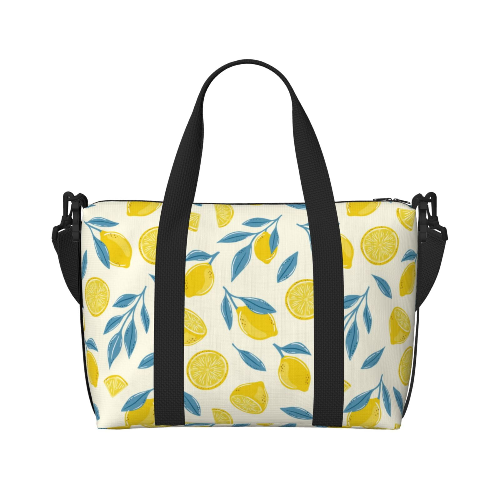 Travel Duffle Bag Cute Lemon Blue Leaves Travel Tote Bags Carry on ...