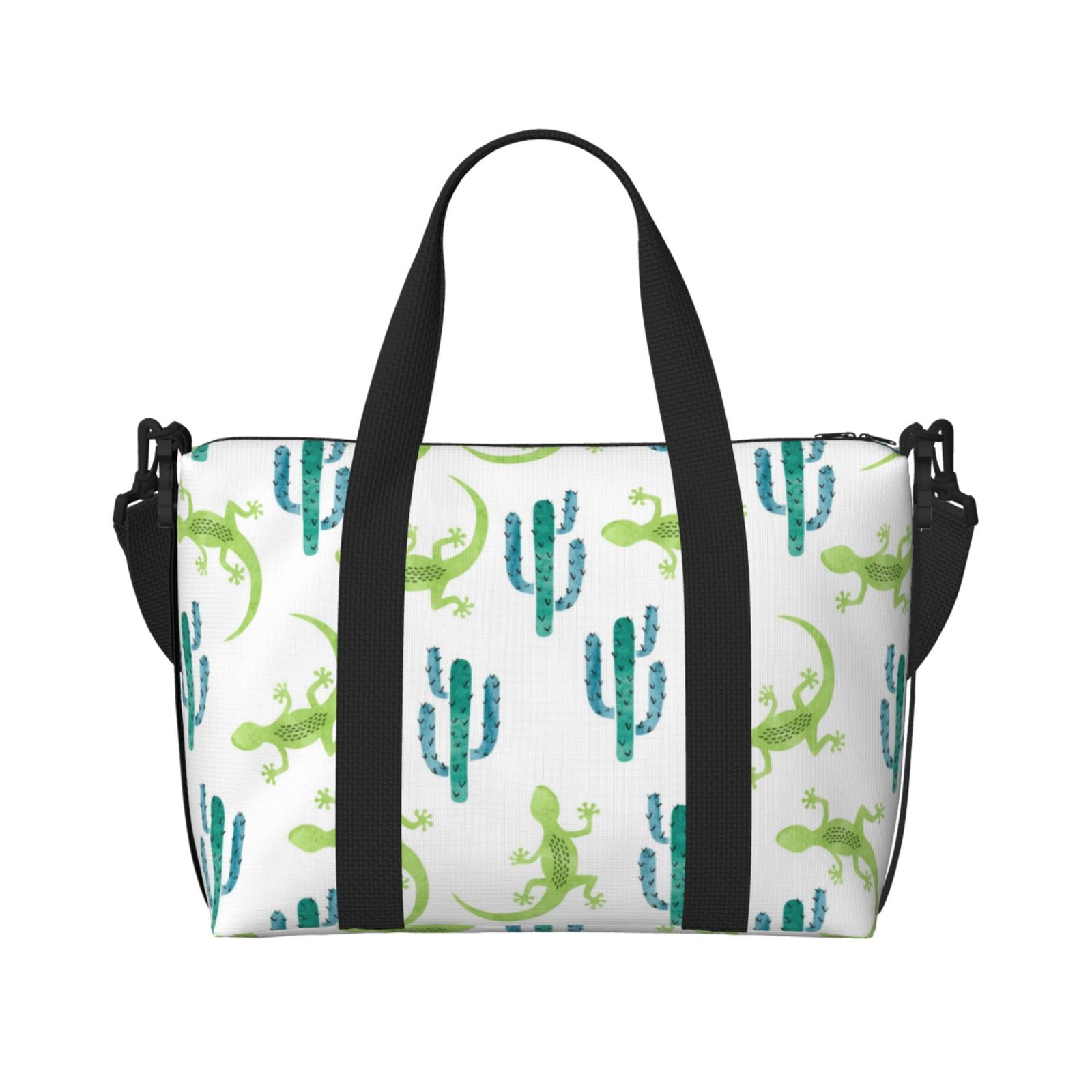 Travel Duffle Bag Cute Lizard Gecko Cactus Green Travel Tote Bags Carry ...