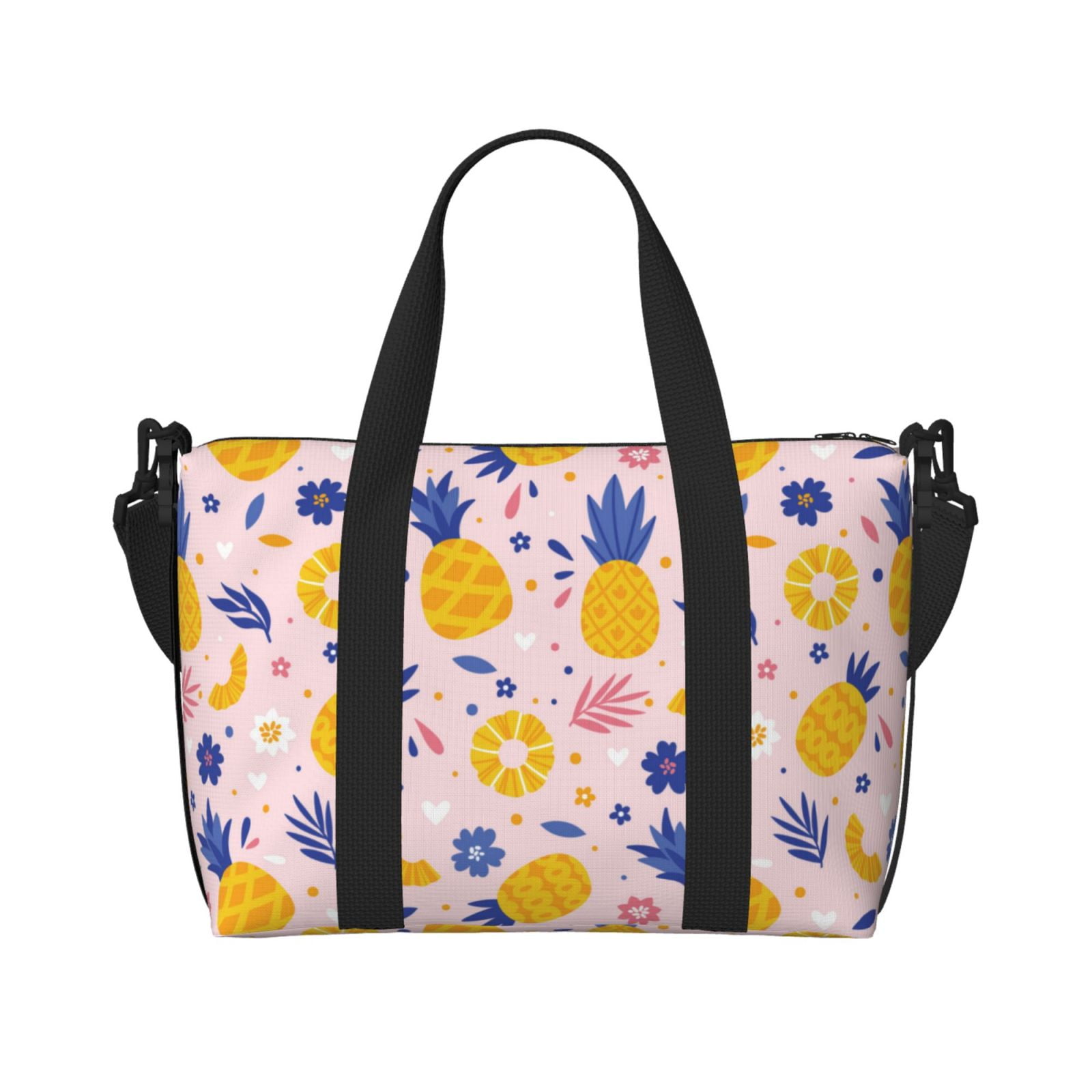Travel Duffle Bag - Cute Pineapple Blue Flower Weekender Bags for Women ...