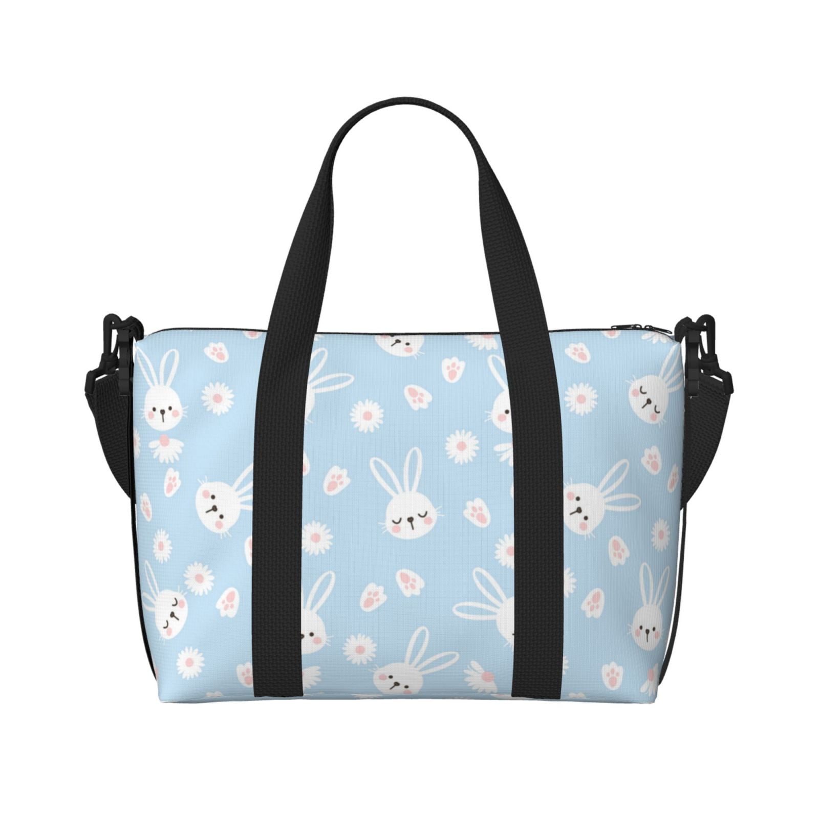 Travel Duffle Bag - Cute Rabbit Daisy Rabbit Footprints Weekender Bags ...