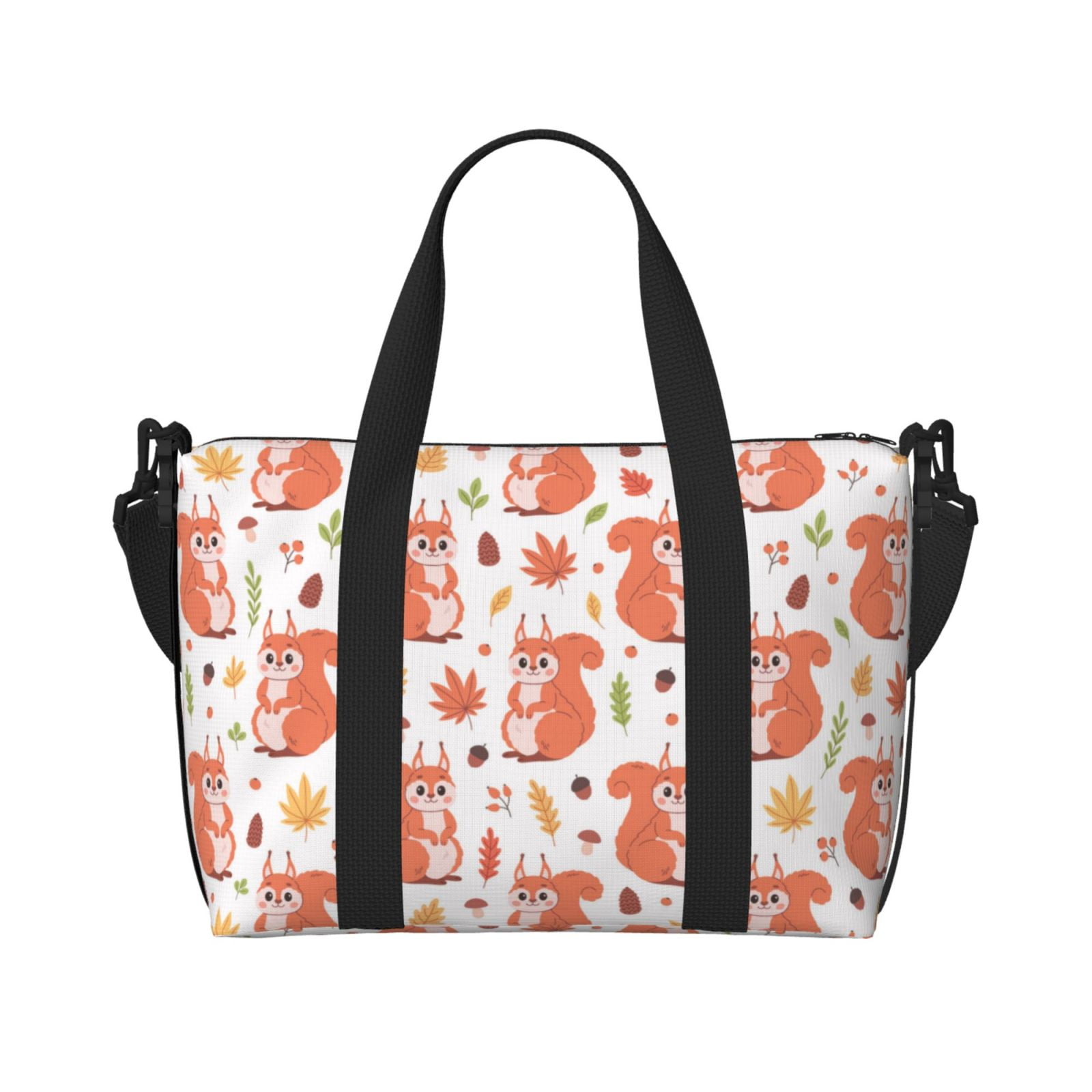 Travel Duffle Bag Cute Squirrel Pine Cone Maple Leaf Travel Tote Bags ...