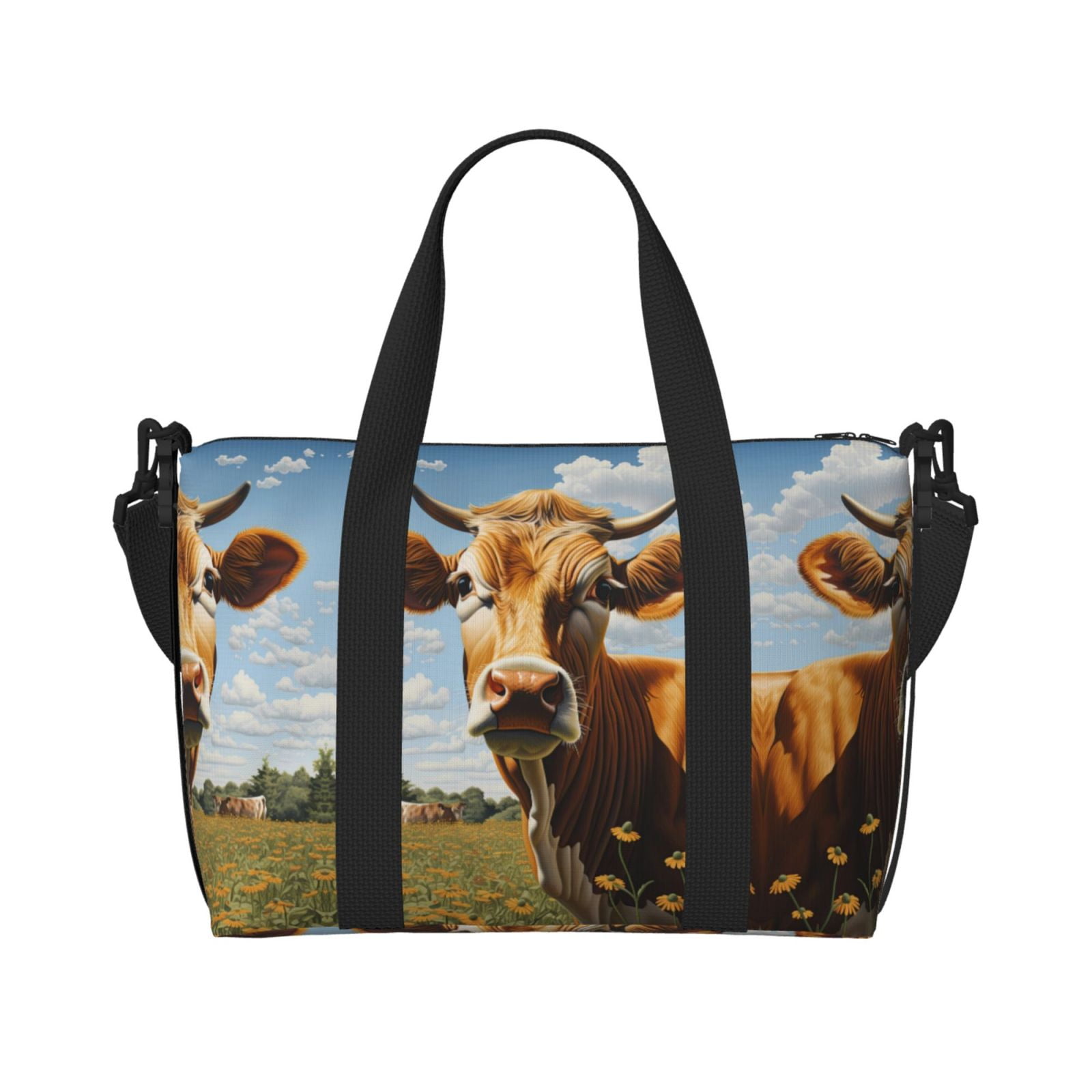 Travel Duffle Bag Daisy Flower Field Cow Travel Tote Bags Carry on ...