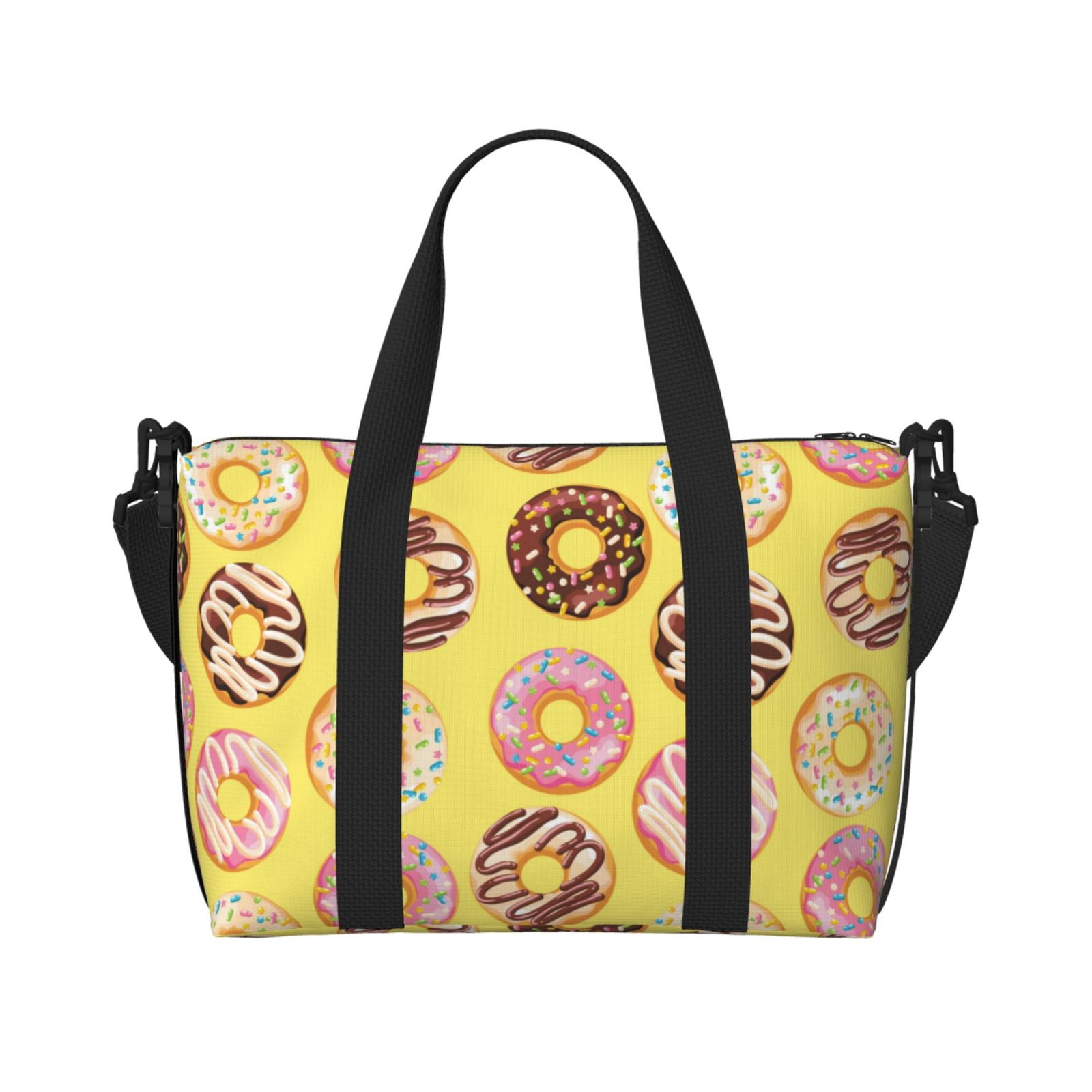 Travel Duffle Bag Donut Print Yellow Travel Tote Bags Carry on Luggage ...