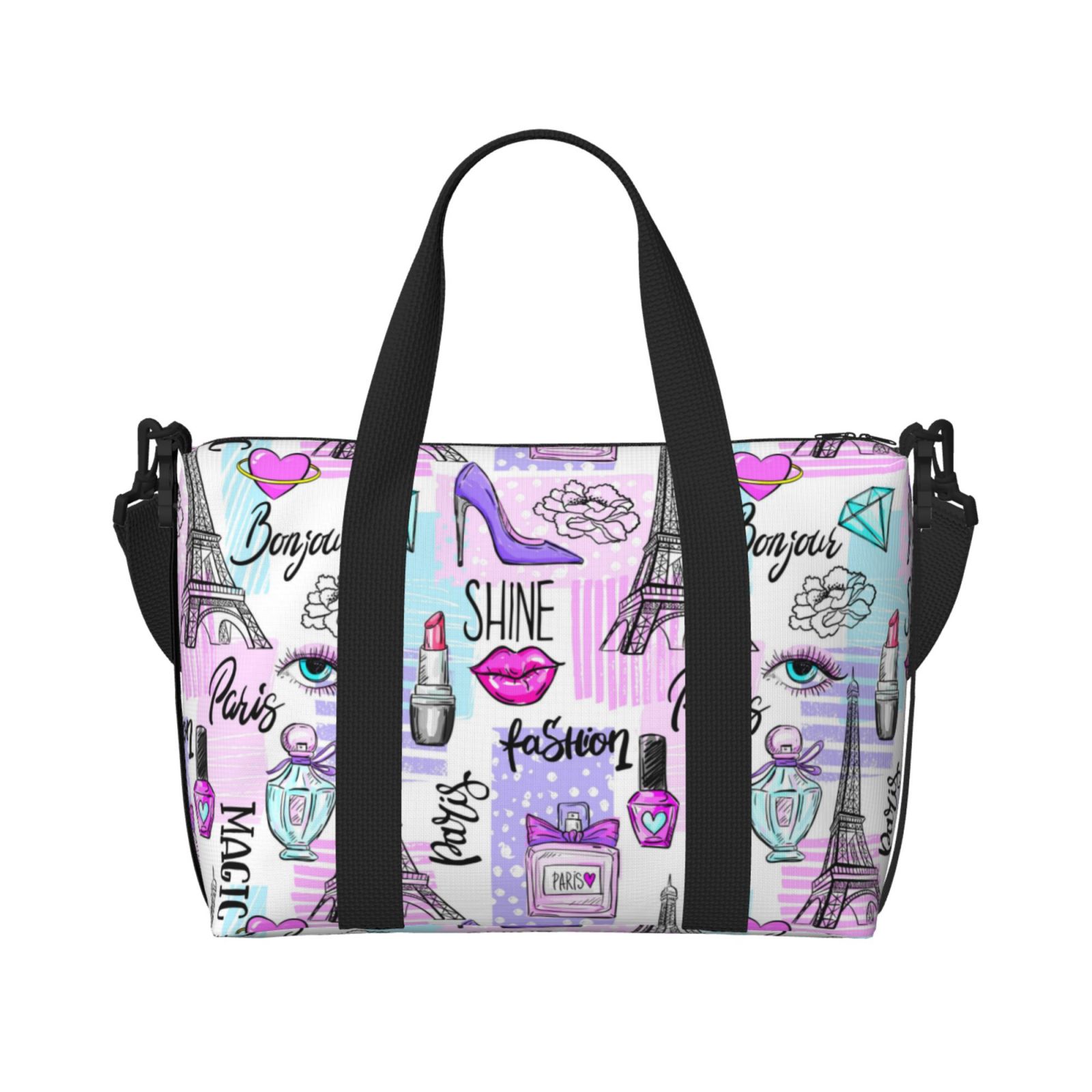 Travel Duffle Bag - Eiffel Tower and Hearts Weekender Bags for Women ...