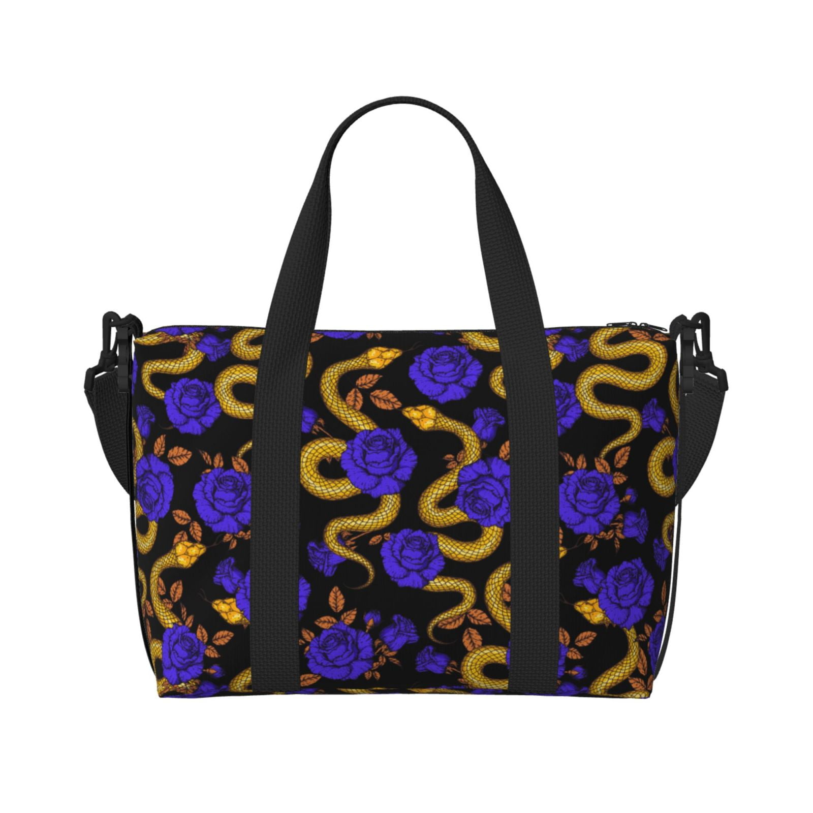 Travel Duffle Bag - Elegant Snake Golden Flower Purple Weekender Bags ...