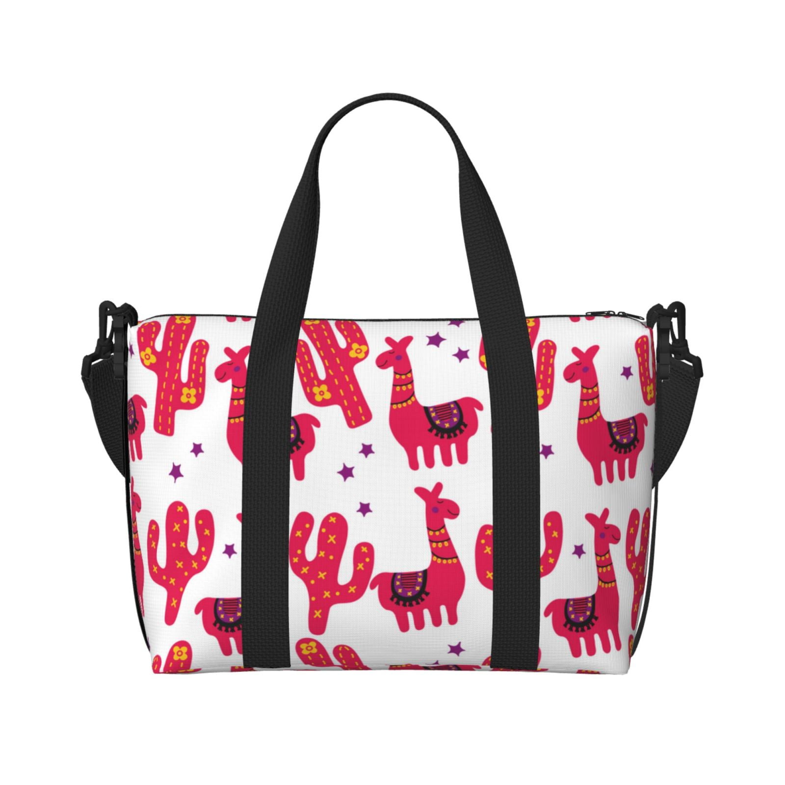 Travel Duffle Bag Exotic Cute Alpaca Cactus Red Travel Tote Bags Carry ...