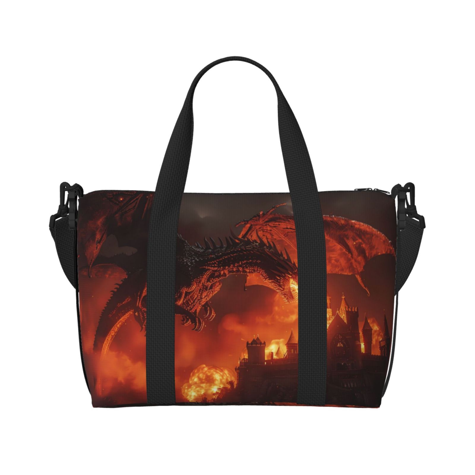 Travel Duffle Bag Fiery Dragons Castle Attack Travel Tote Bags Carry on ...