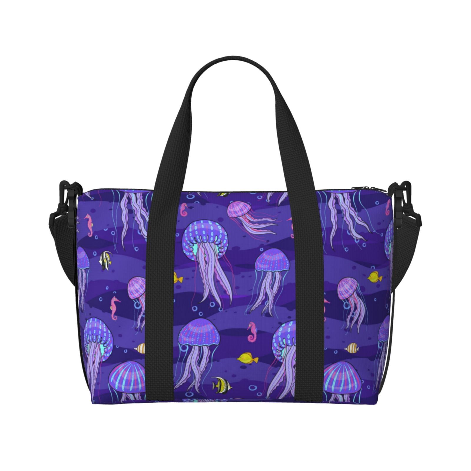 Travel Duffle Bag - Fish Jellyfish Seahorse Purple Weekender Bags for ...
