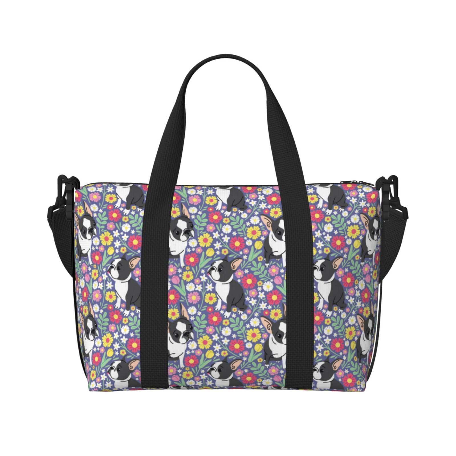 Travel Duffle Bag French Bulldog Colorful Flower Travel Tote Bags Carry ...