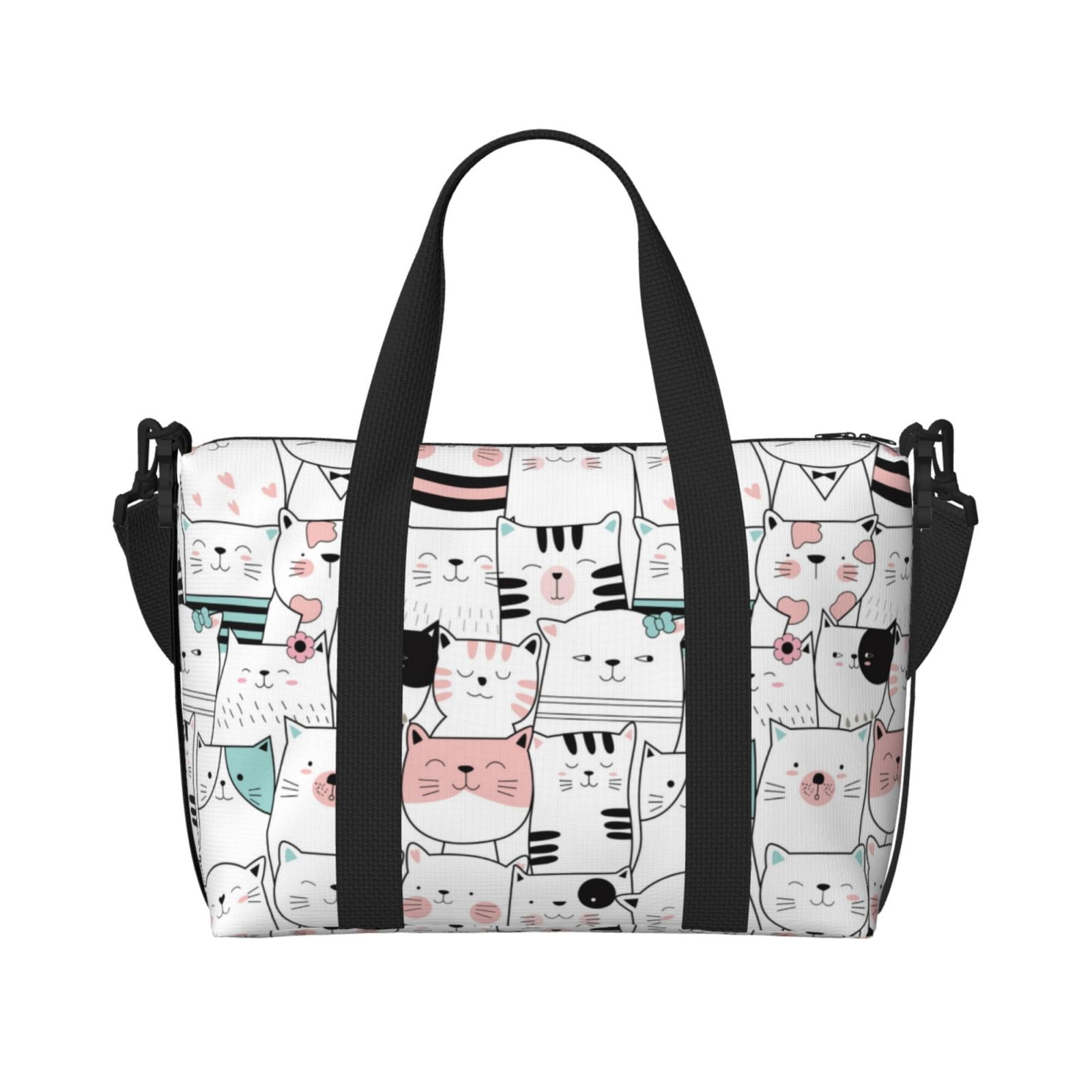 Travel Duffle Bag - Funny Cute Cartoon Cat Weekender Bags for Women/Men ...