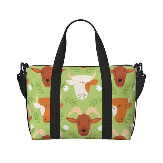 Travel Duffle Bag Funny Cute Goat Head Cow Head Travel Tote Bags Carry ...