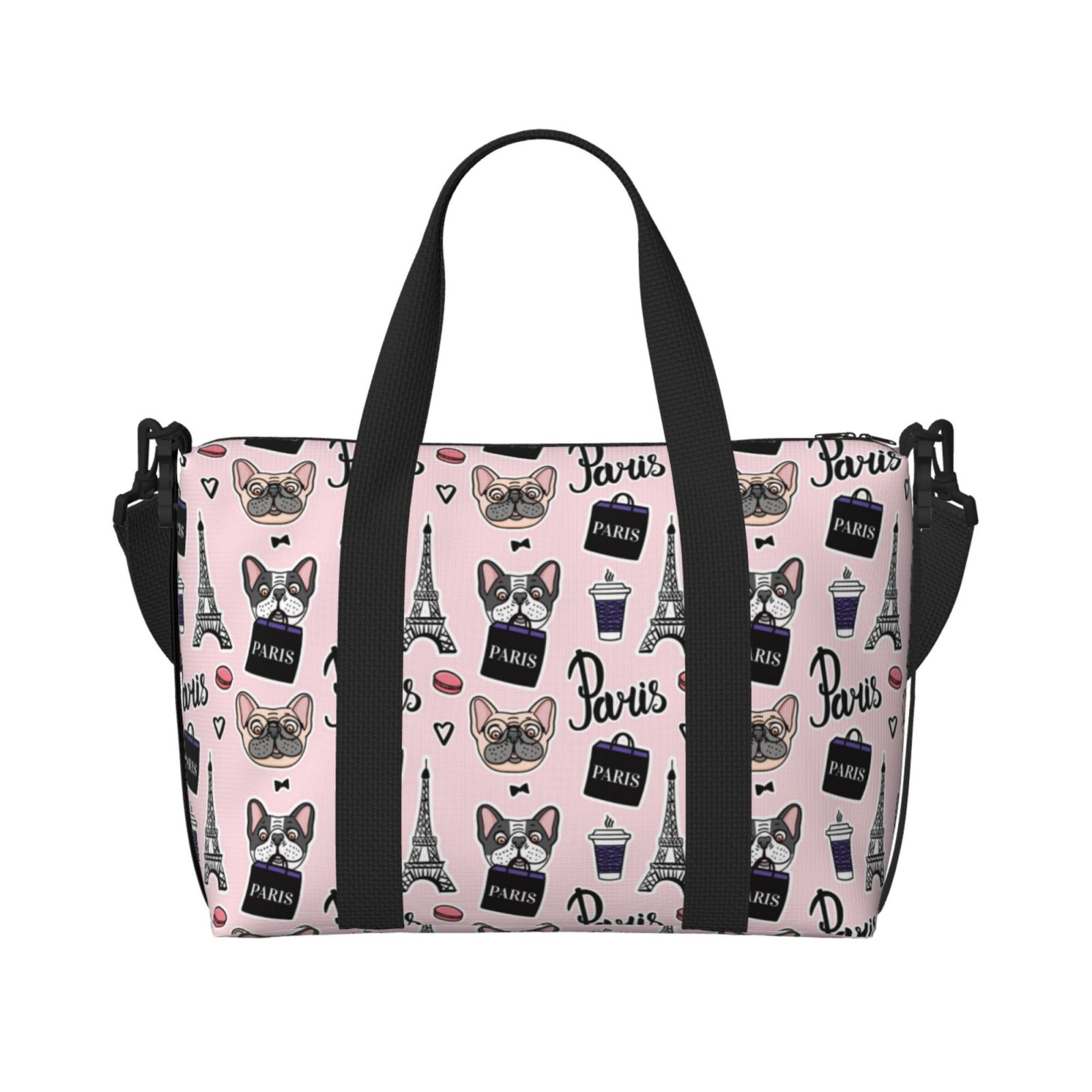 Travel Duffle Bag Funny French Bulldog Eiffel Tower Travel Tote Bags ...