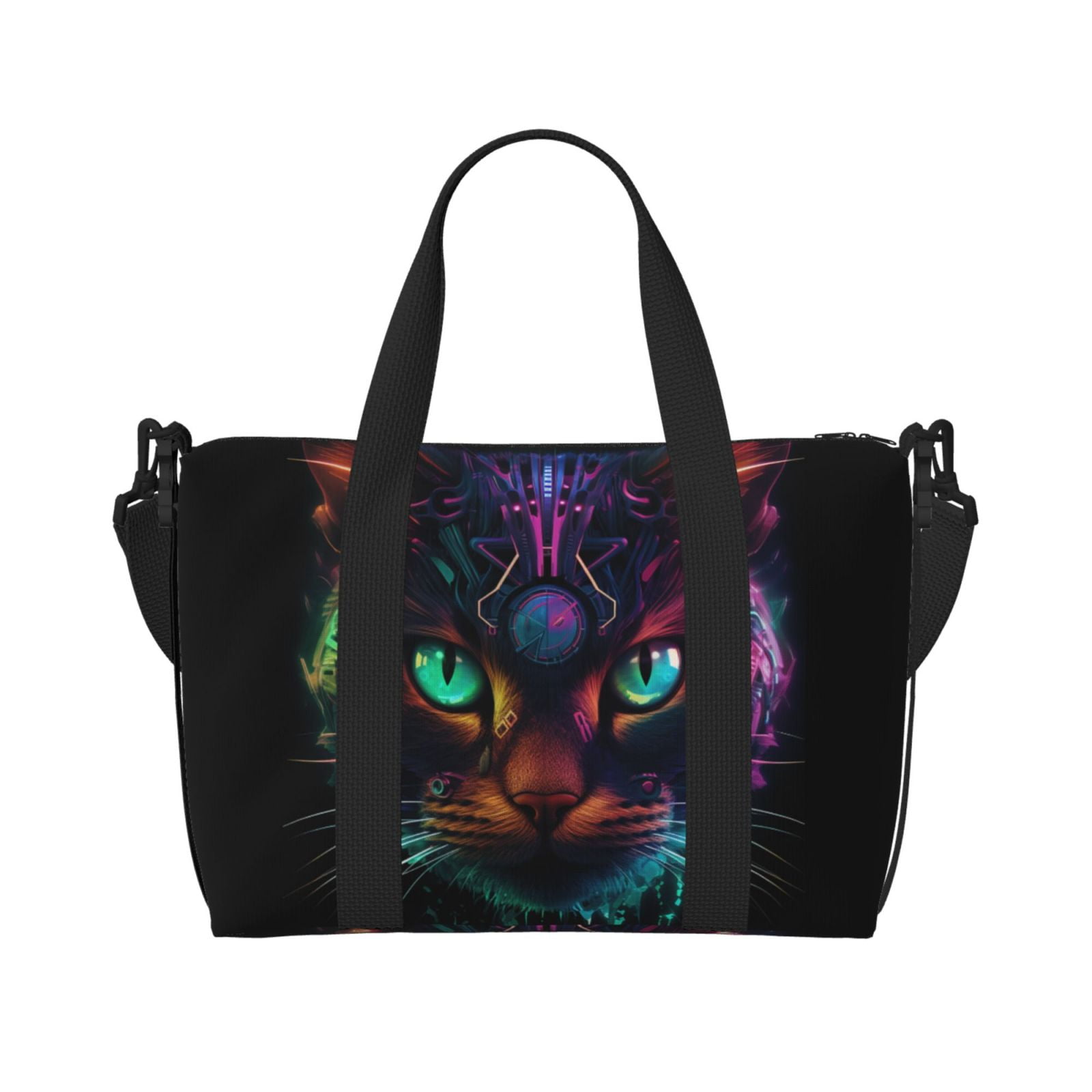 Travel Duffle Bag Futuristic Cat Warrior Travel Tote Bags Carry on ...