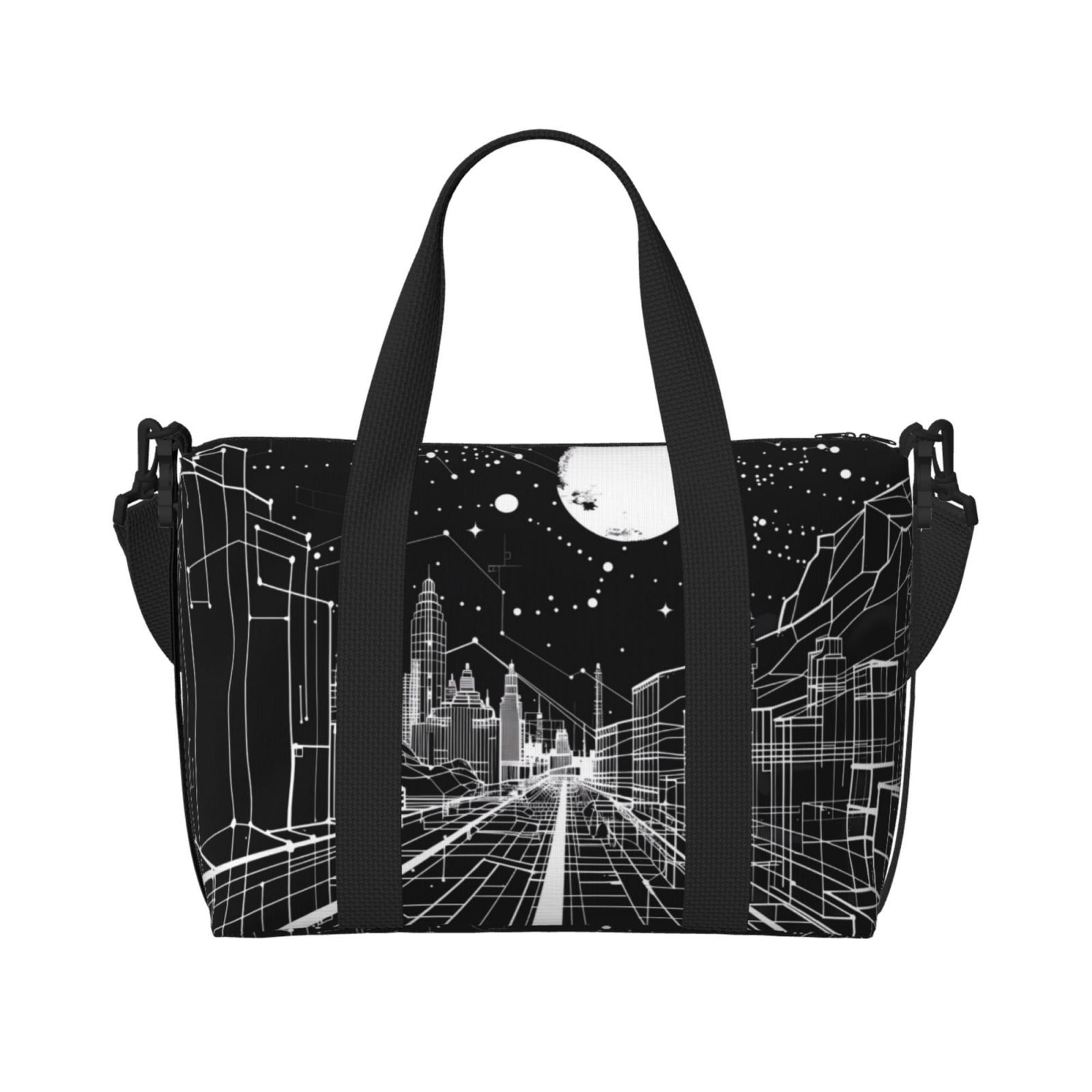 Travel Duffle Bag - Futuristic Moonlit Cityscape Weekender Bags for ...