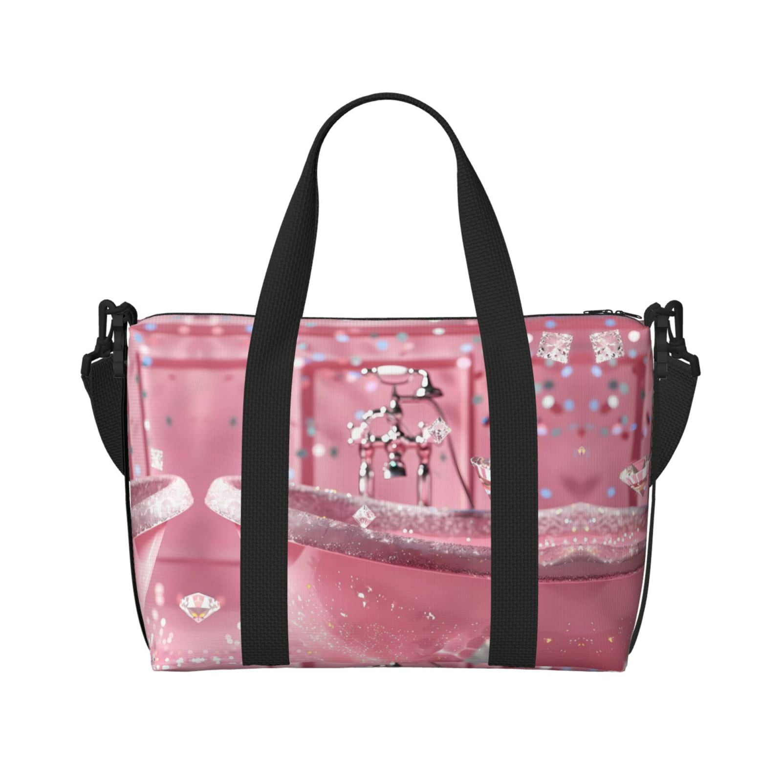 Travel Duffle Bag Glittering Pink Bathtub Travel Tote Bags Carry on ...