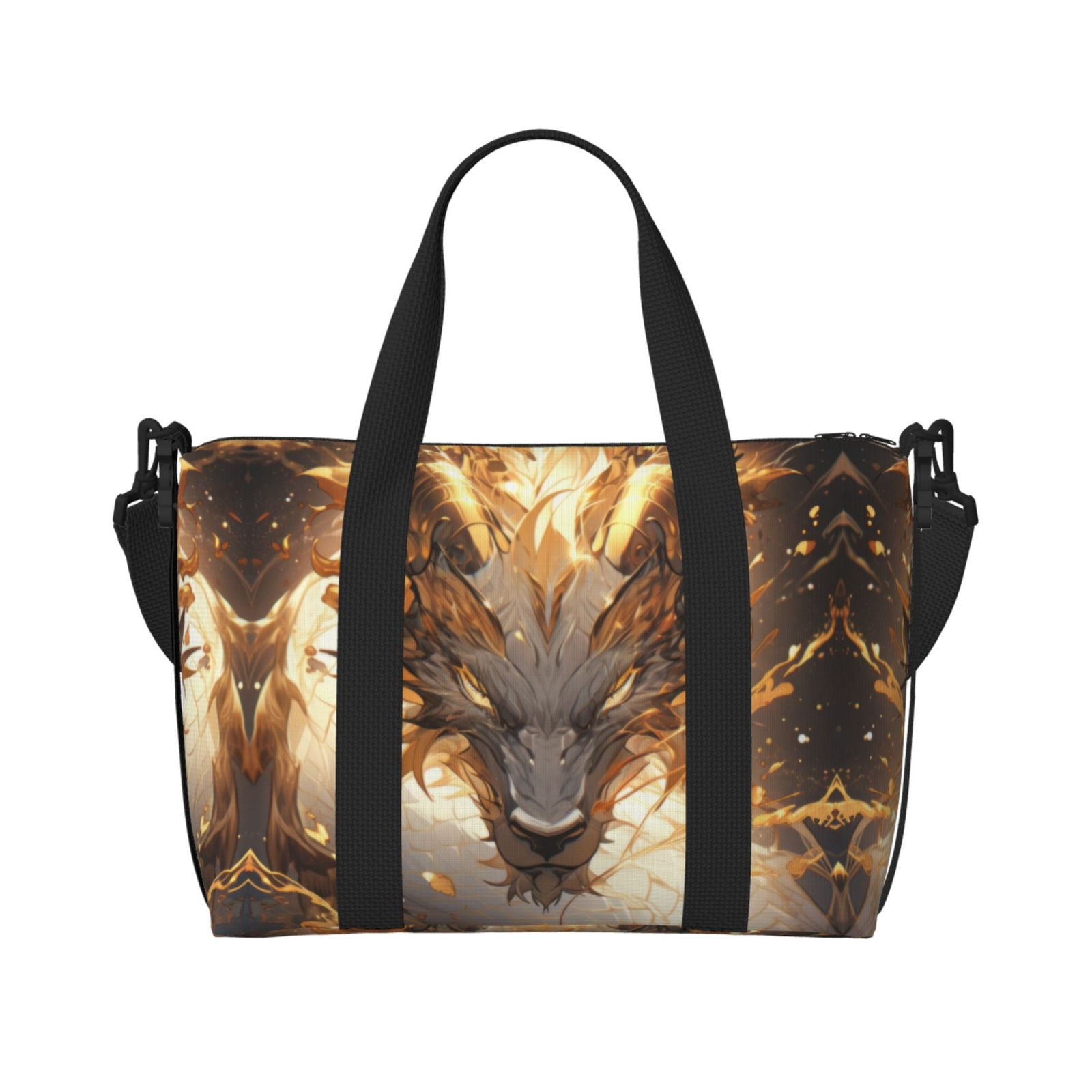 Travel Duffle Bag Golden Horned White Dragon Travel Tote Bags Carry on ...