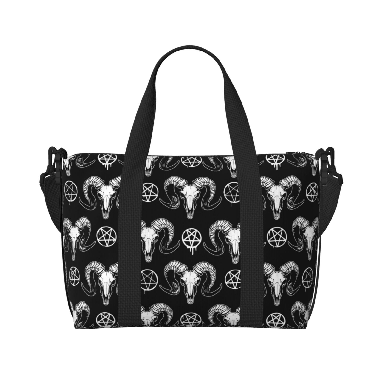 Travel Duffle Bag Gothic Cool Goat Skull Travel Tote Bags Carry on ...
