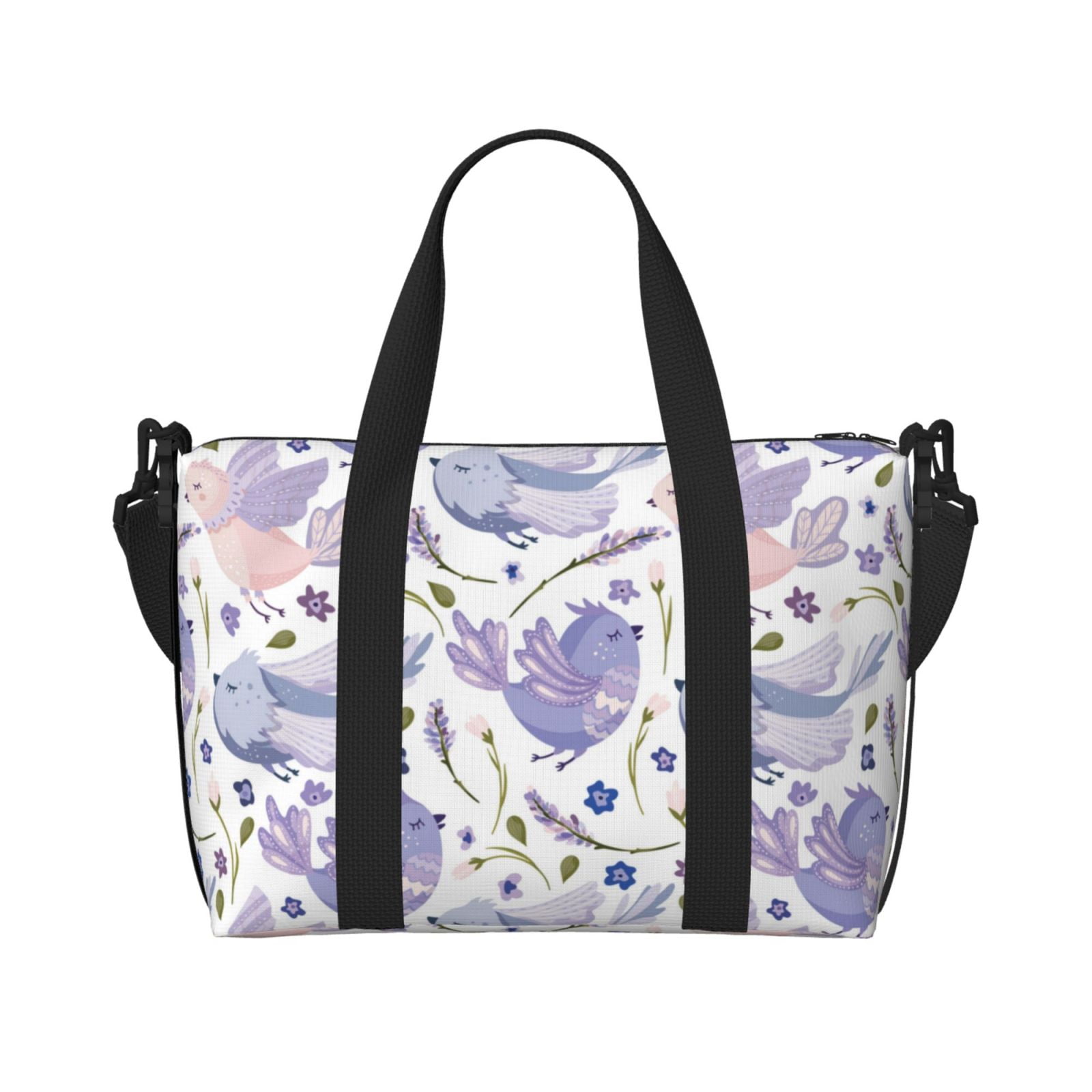 Travel Duffle Bag Lavender Flowers Bird Purple Travel Tote Bags Carry ...