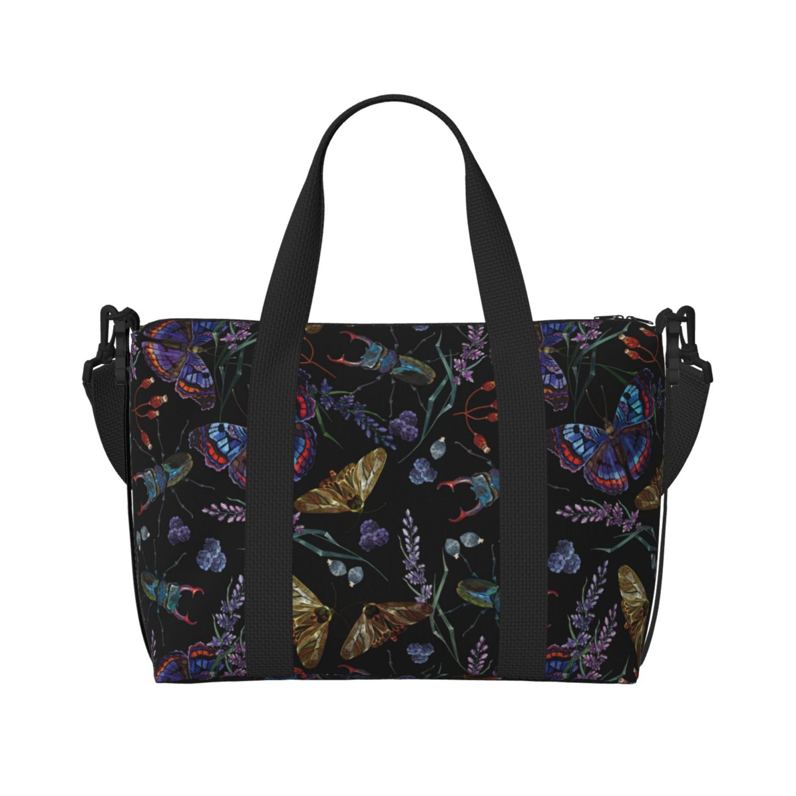 Travel Duffle Bag - Lavender Flowers Colorful Butterfly Weekender Bags ...