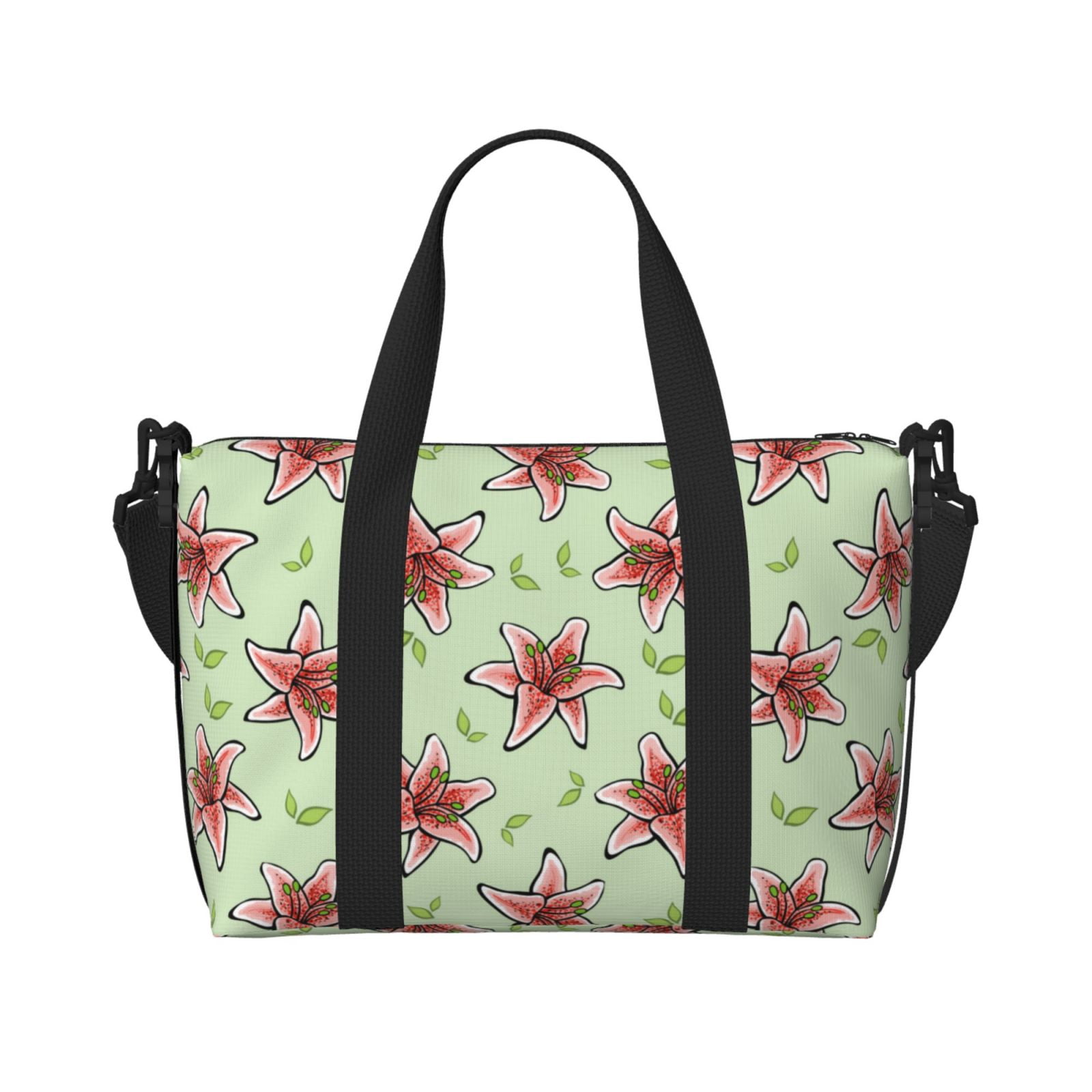 Travel Duffle Bag Lilies Flowers Green Leaves Travel Tote Bags Carry on ...