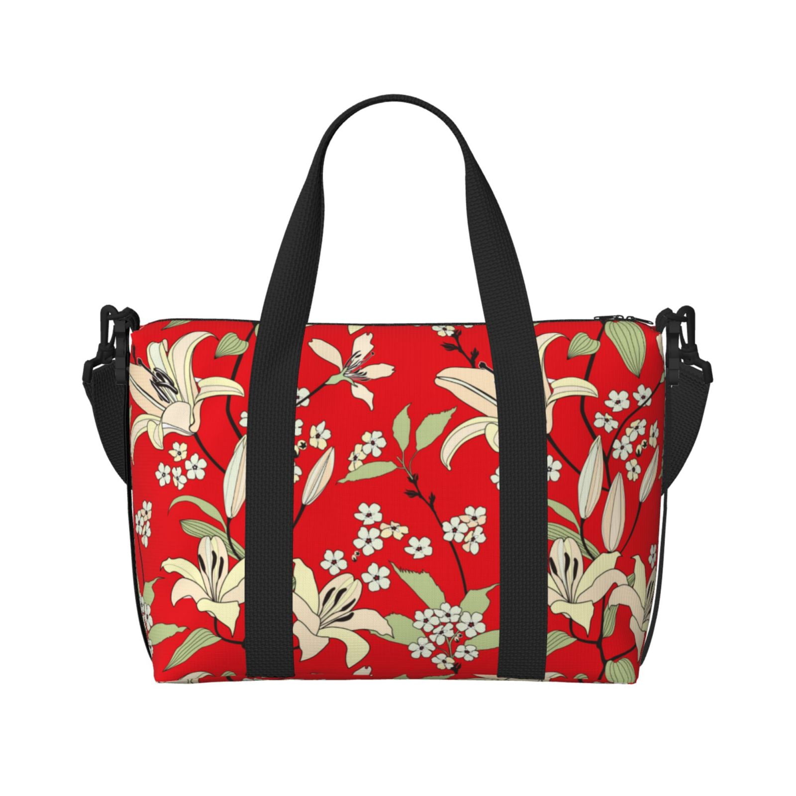 Travel Duffle Bag Lilies Flowers Red Travel Tote Bags Carry on Luggage ...