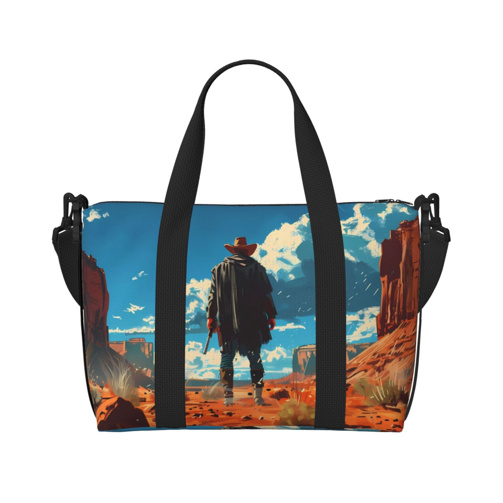 Travel Duffle Bag - Lone Cowboy Desert Scene Weekender Bags for Women ...