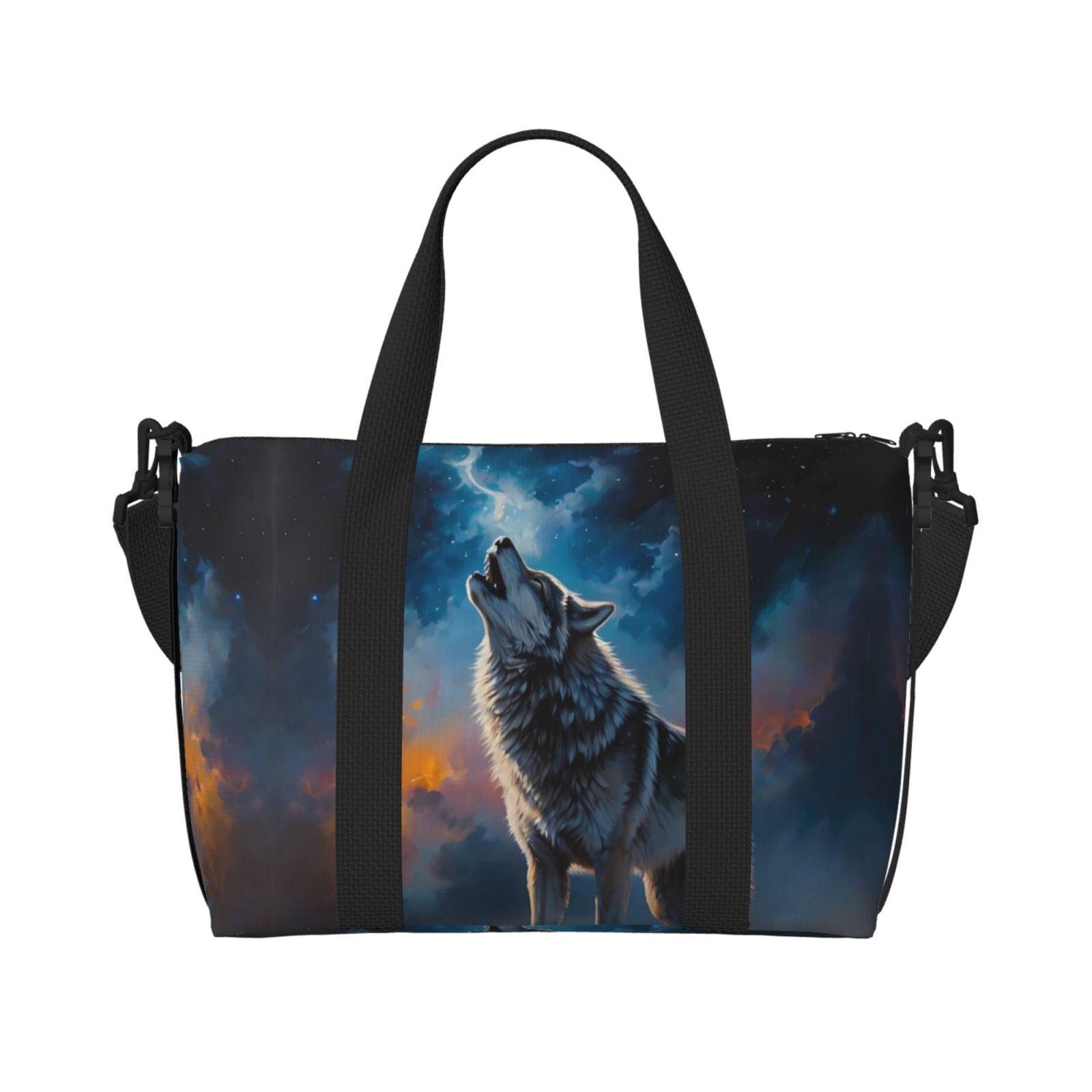 Travel Duffle Bag Lonely Night Sky Wolf Travel Tote Bags Carry on ...
