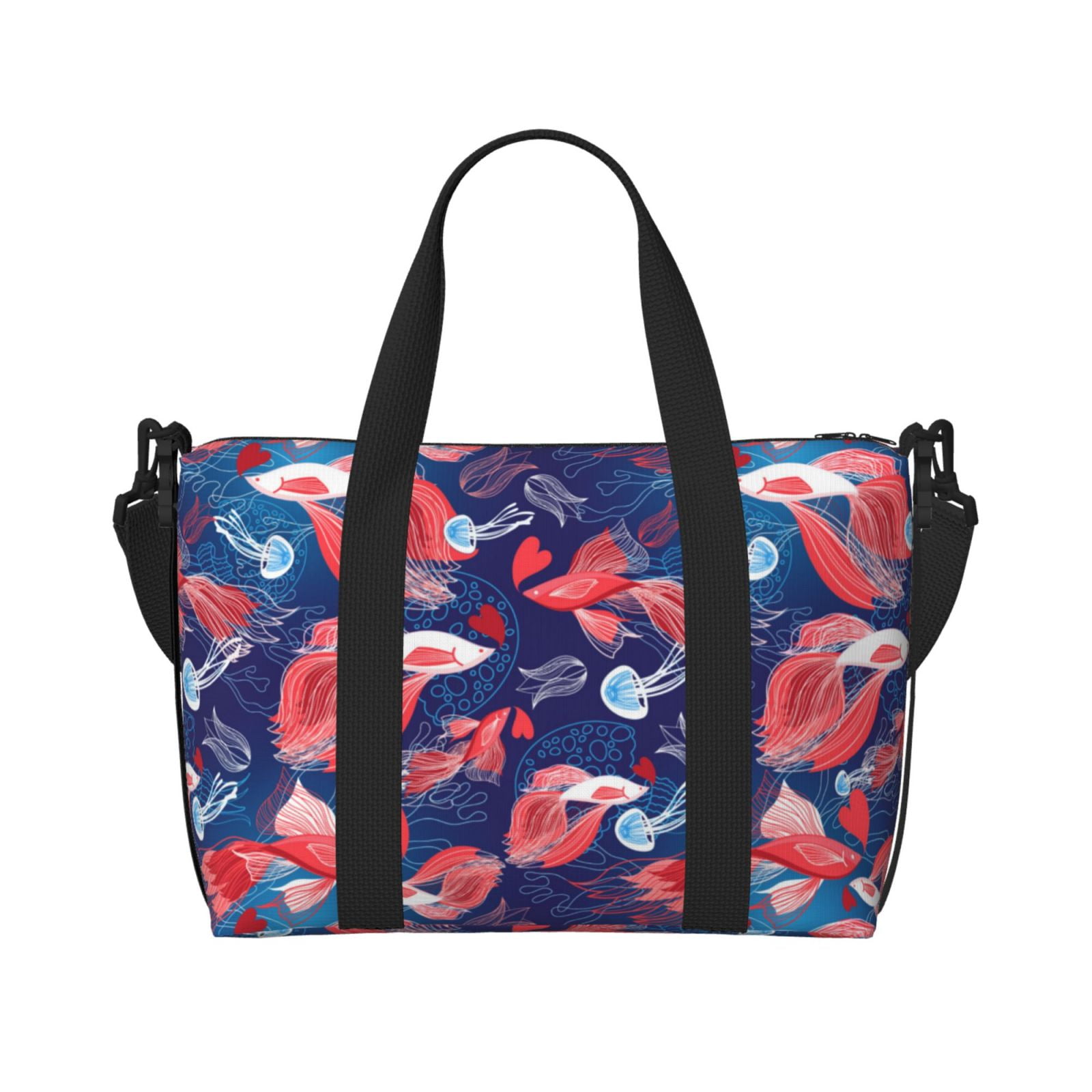 Travel Duffle Bag Lovers Red Fish Jellyfish Travel Tote Bags Carry on ...