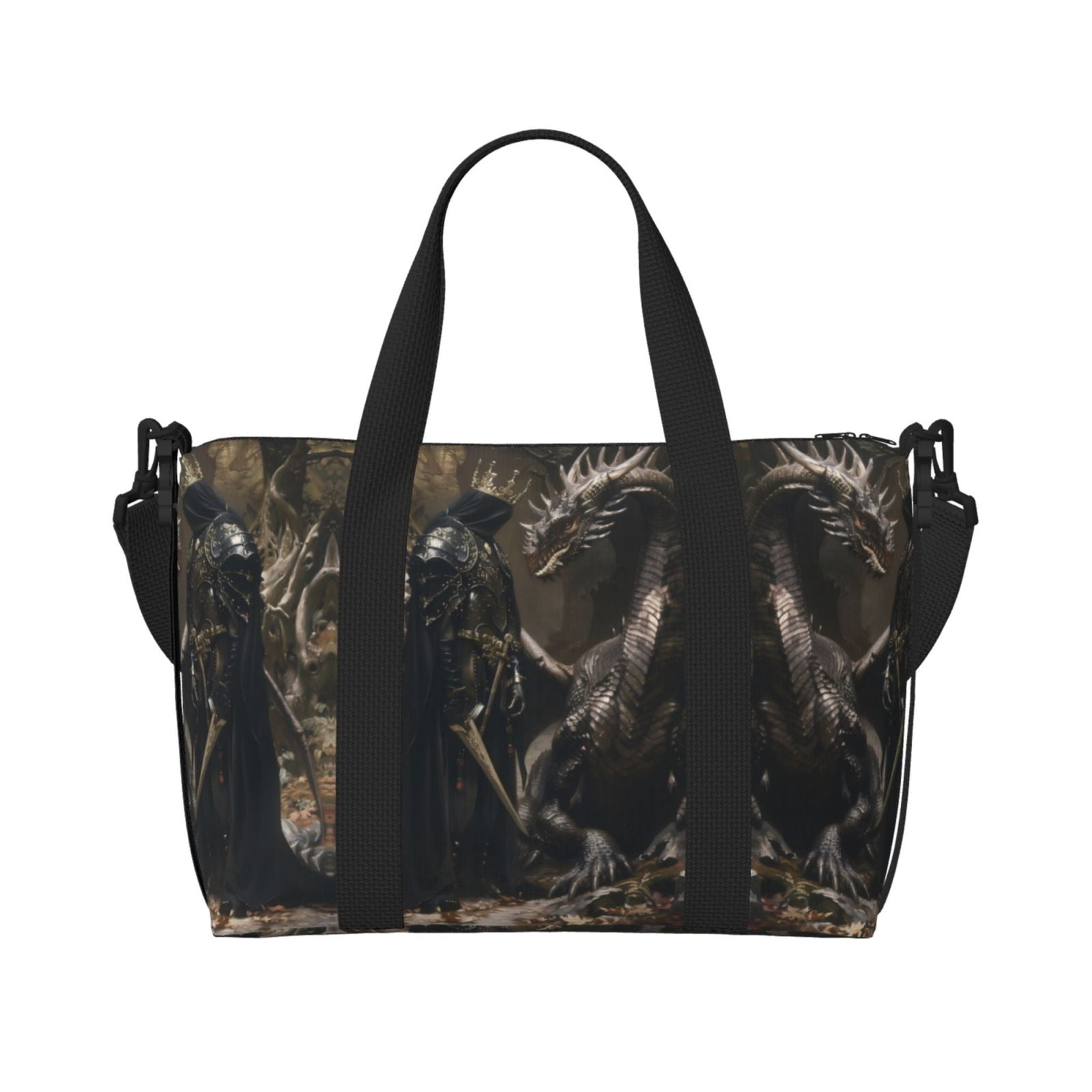 Travel Duffle Bag Medieval Knight And Dragon Travel Tote Bags Carry on ...