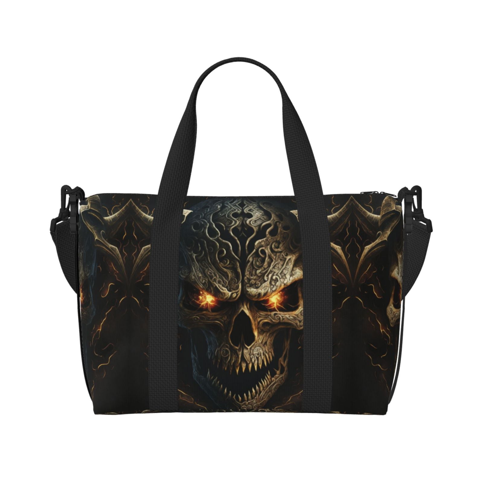 Travel Duffle Bag - Metal Evil Skull Weekender Bags for Women/Men with ...