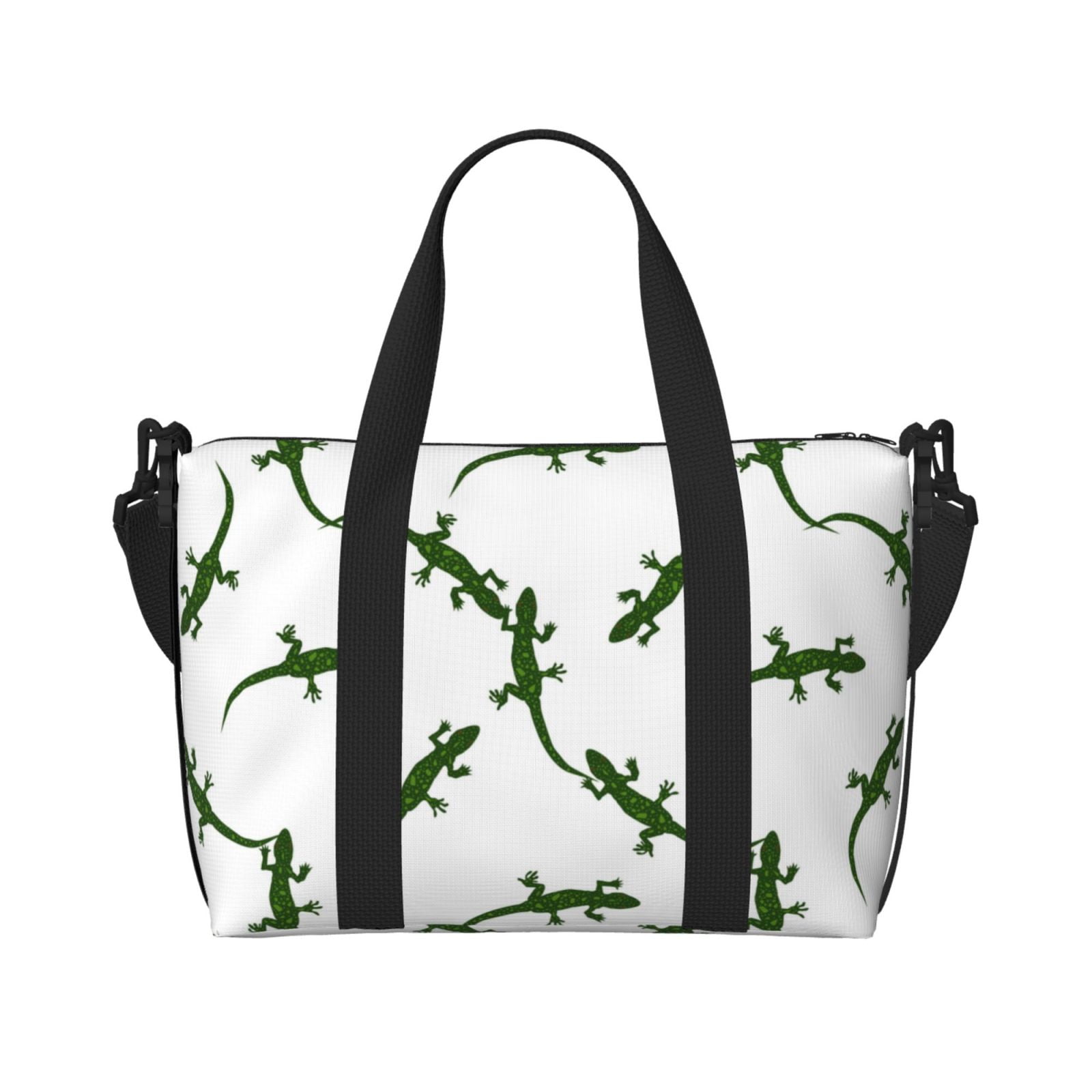 Travel Duffle Bag Modern Cute Gecko Lizard Green Travel Tote Bags Carry on Luggage Waterproof ...