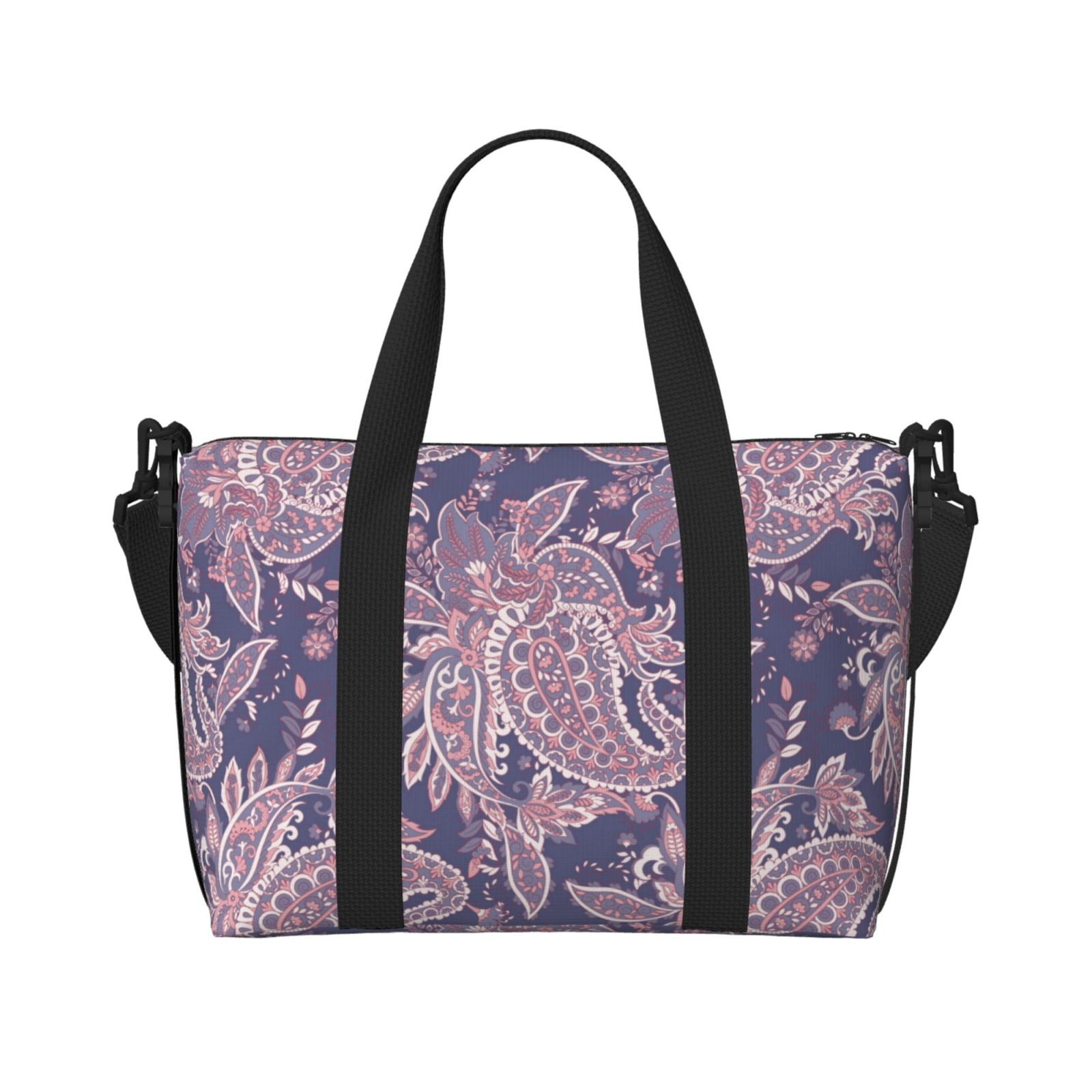 Travel Duffle Bag - Paisley Purple Weekender Bags for Women/Men with ...