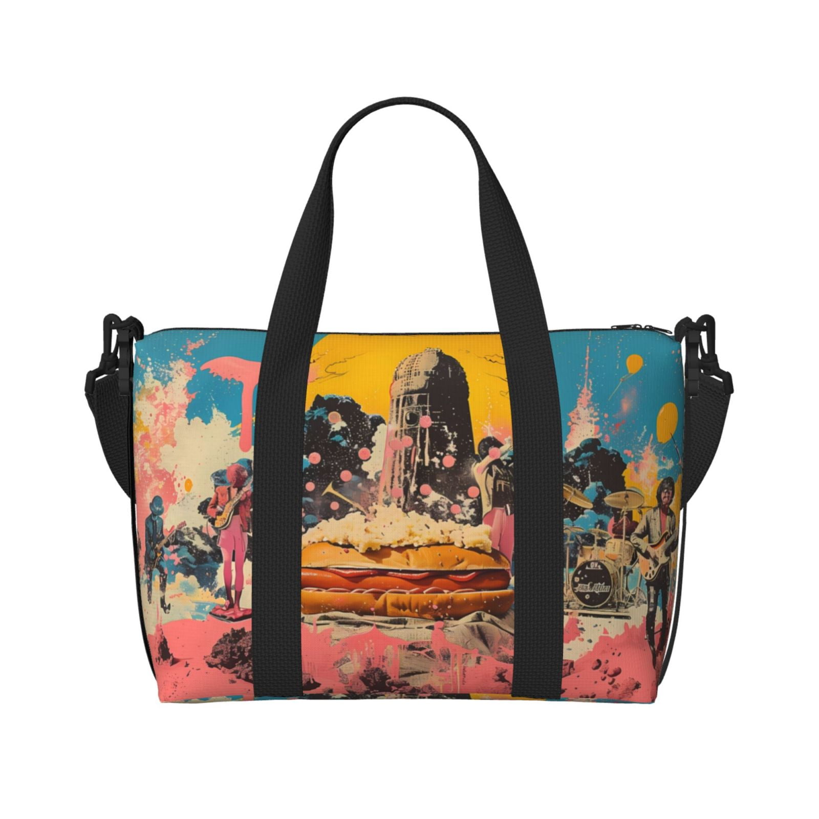 Travel Duffle Bag Psychedelic Band Hotdog Art Travel Tote Bags Carry on ...